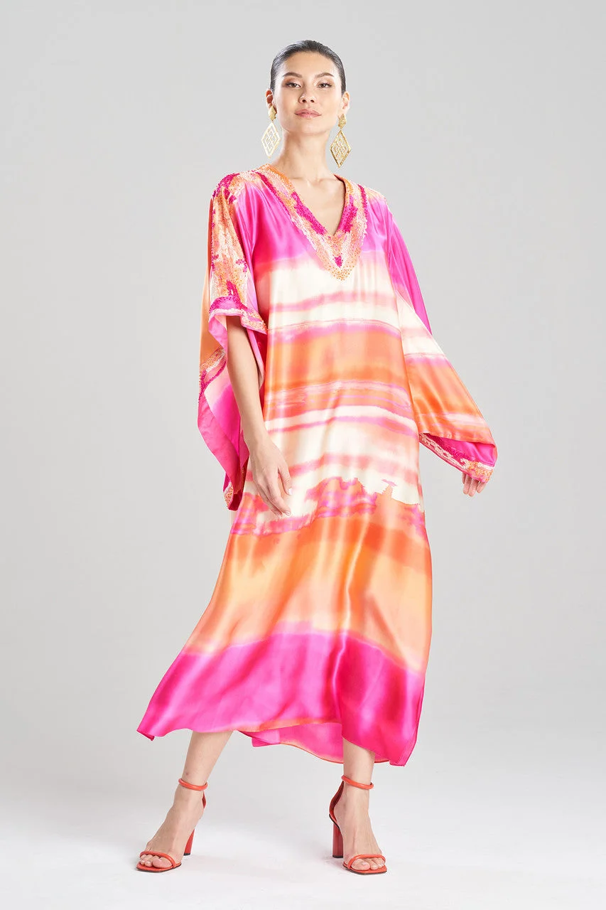 Couture Minako Embroidered Drop Sleeve Silk Caftan - Borderfree