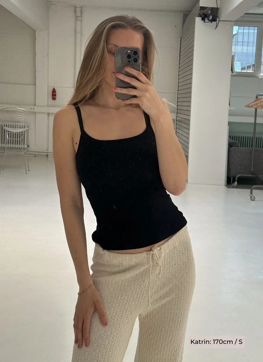 Ribbed Cami Top Modal - Black - Borderfree