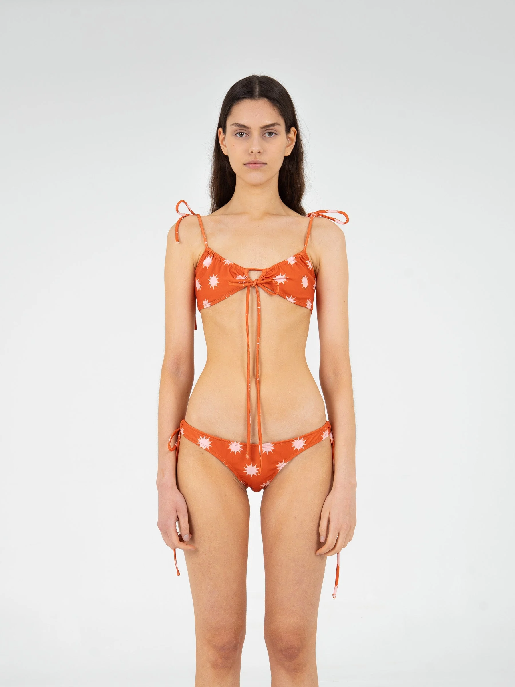 Illusion Sun-Printed Red Bikini Top - Borderfree