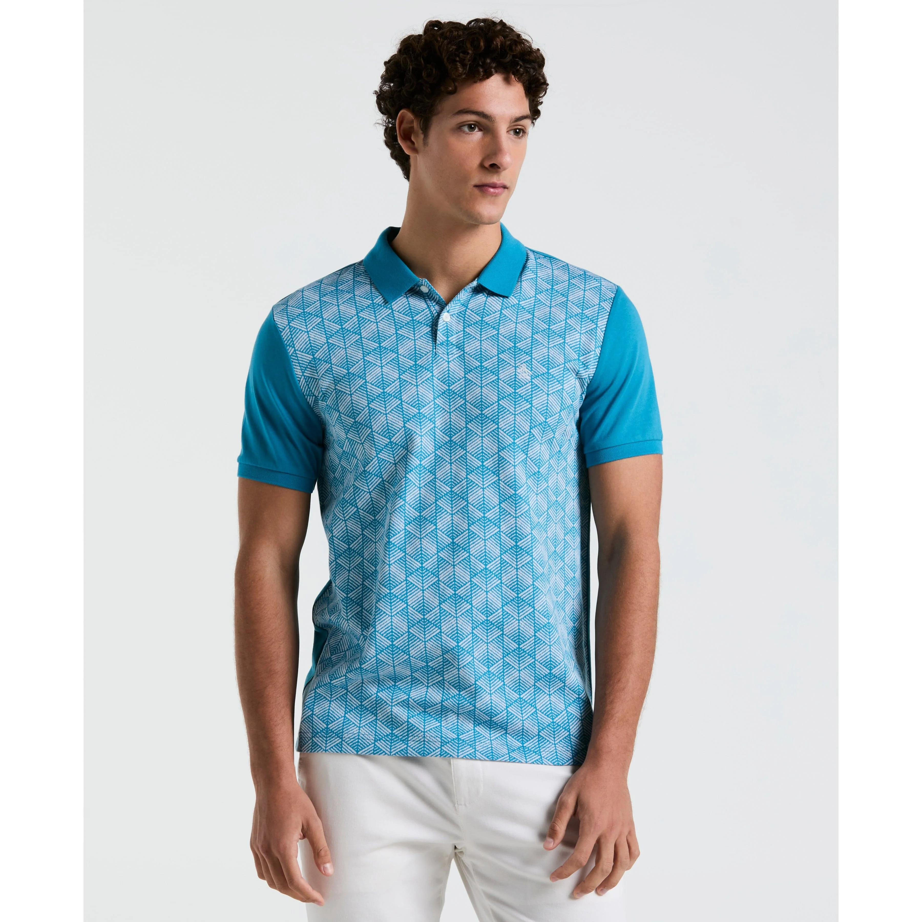 Diamond Jacquard Front Polo - Borderfree