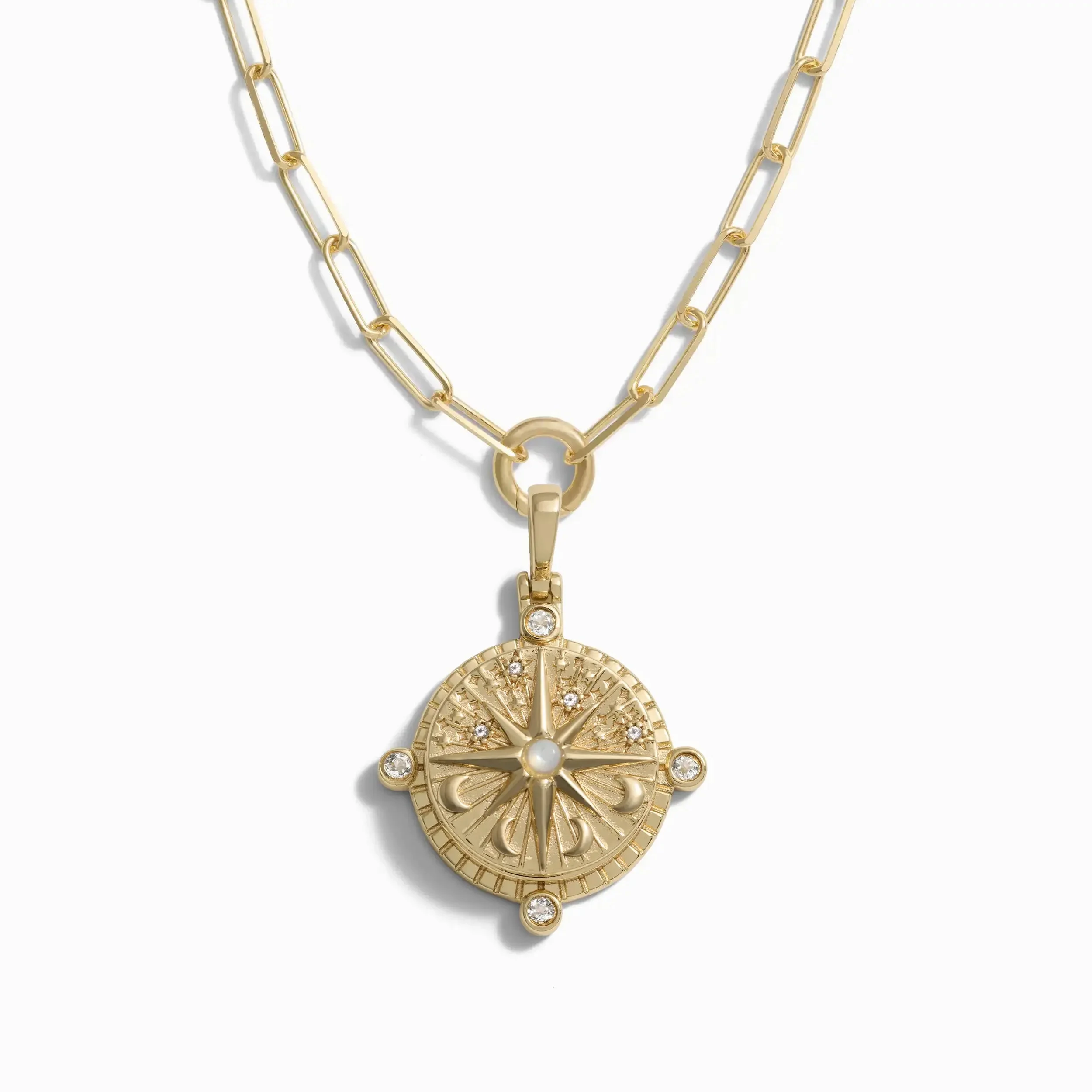 Compass Locket Single Charm Necklace - Borderfree
