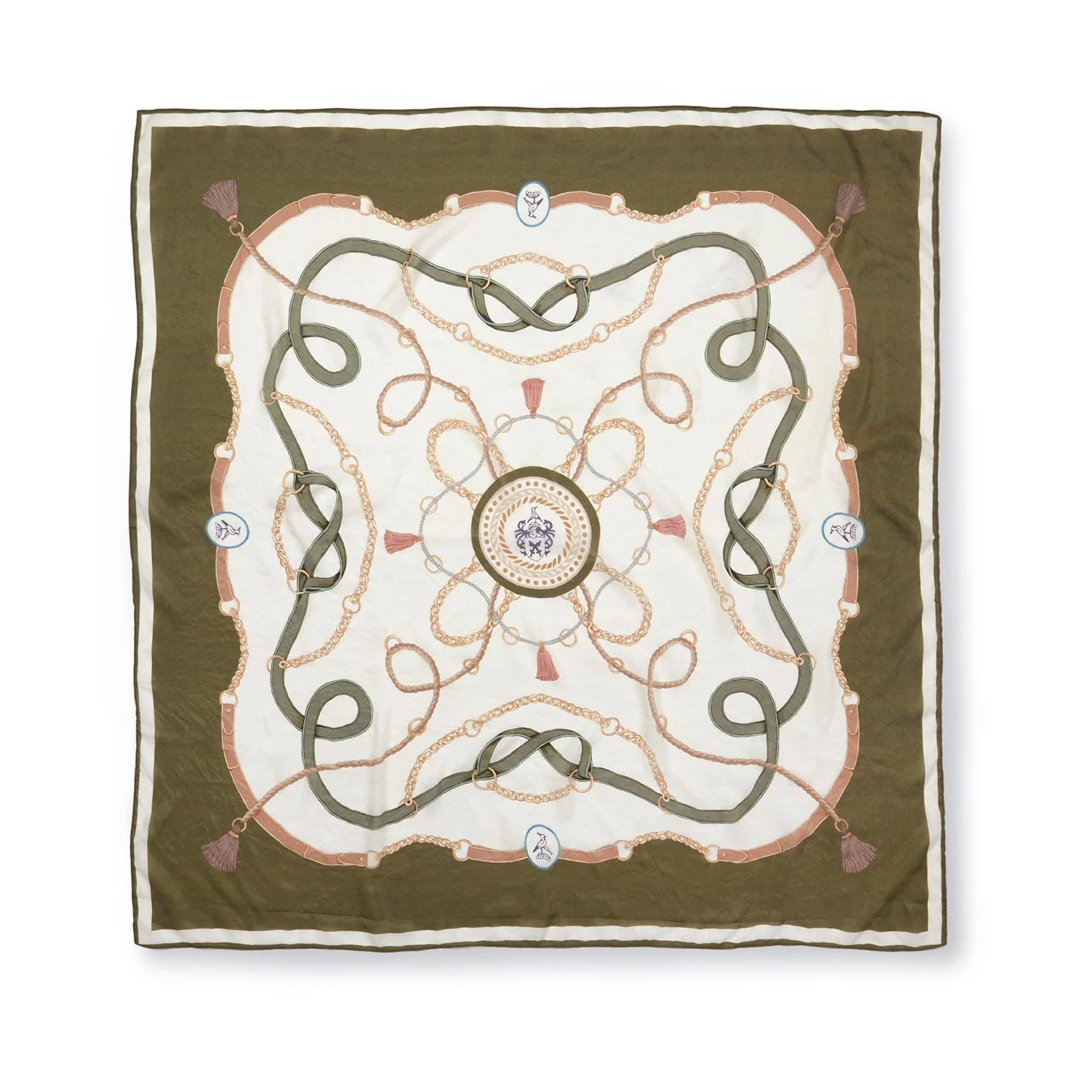The Melford Silk Scarf in Olive Green - Borderfree