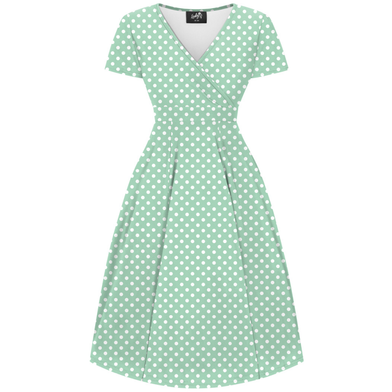 Lyra Dress - Mint Polka Dot - Borderfree
