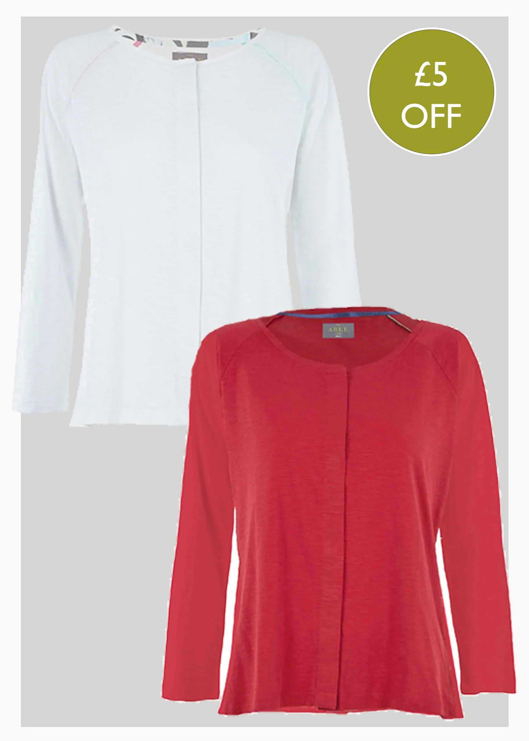 2 Pack Long Sleeve Cotton VELCRO® Brand Fastening Tees Tabby Bundle - Borderfree