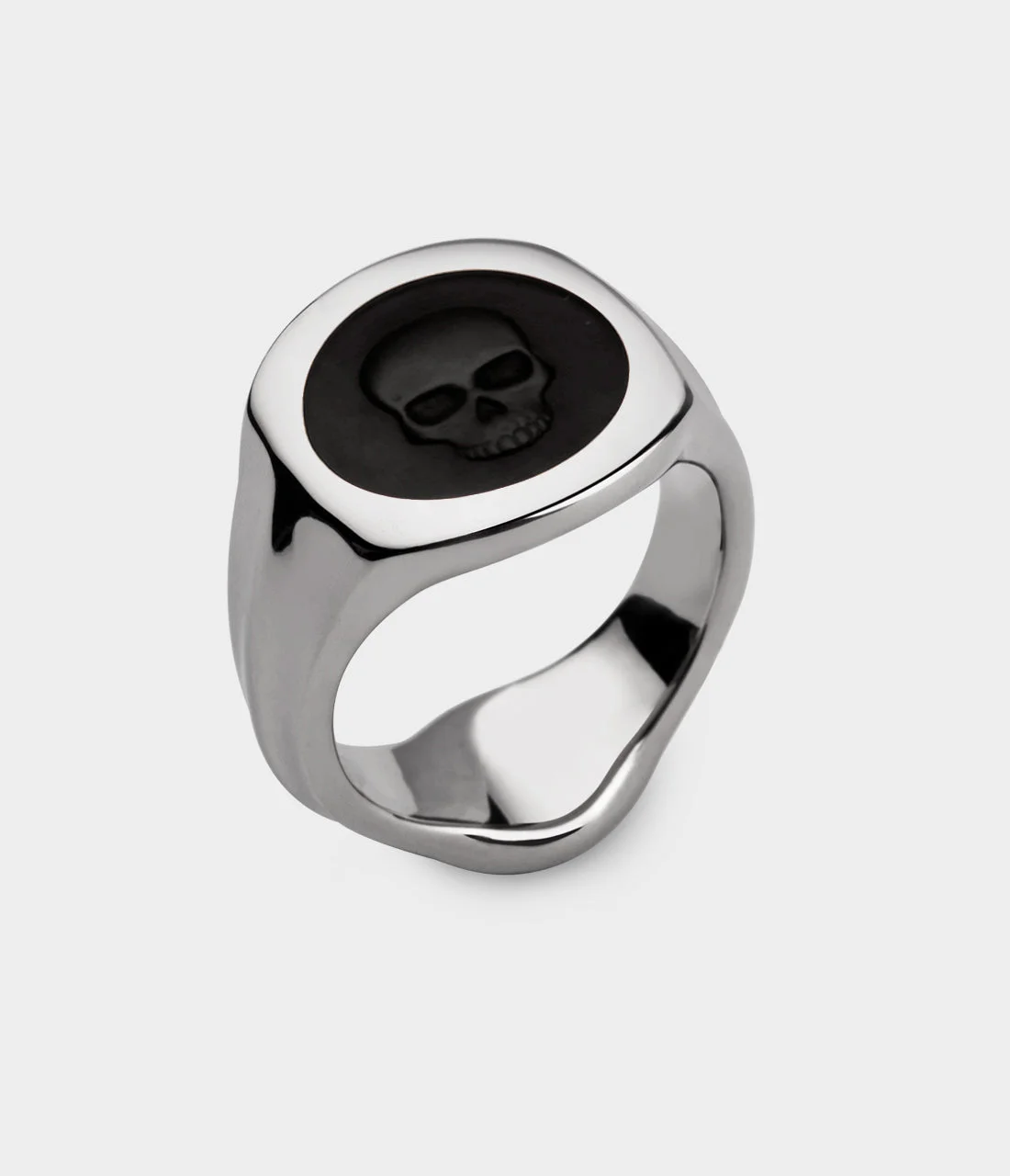 Ghost Skull Enamelled Signet Ring - Borderfree
