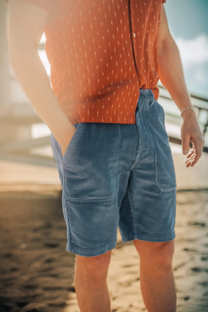 Fresno Cord Shorts Blue - Borderfree