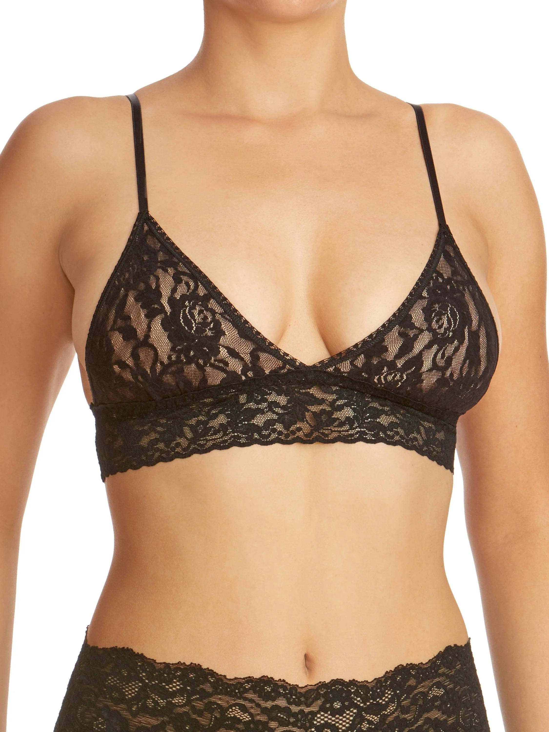 Signature Lace® Padded Triangle Bralette Black - Borderfree