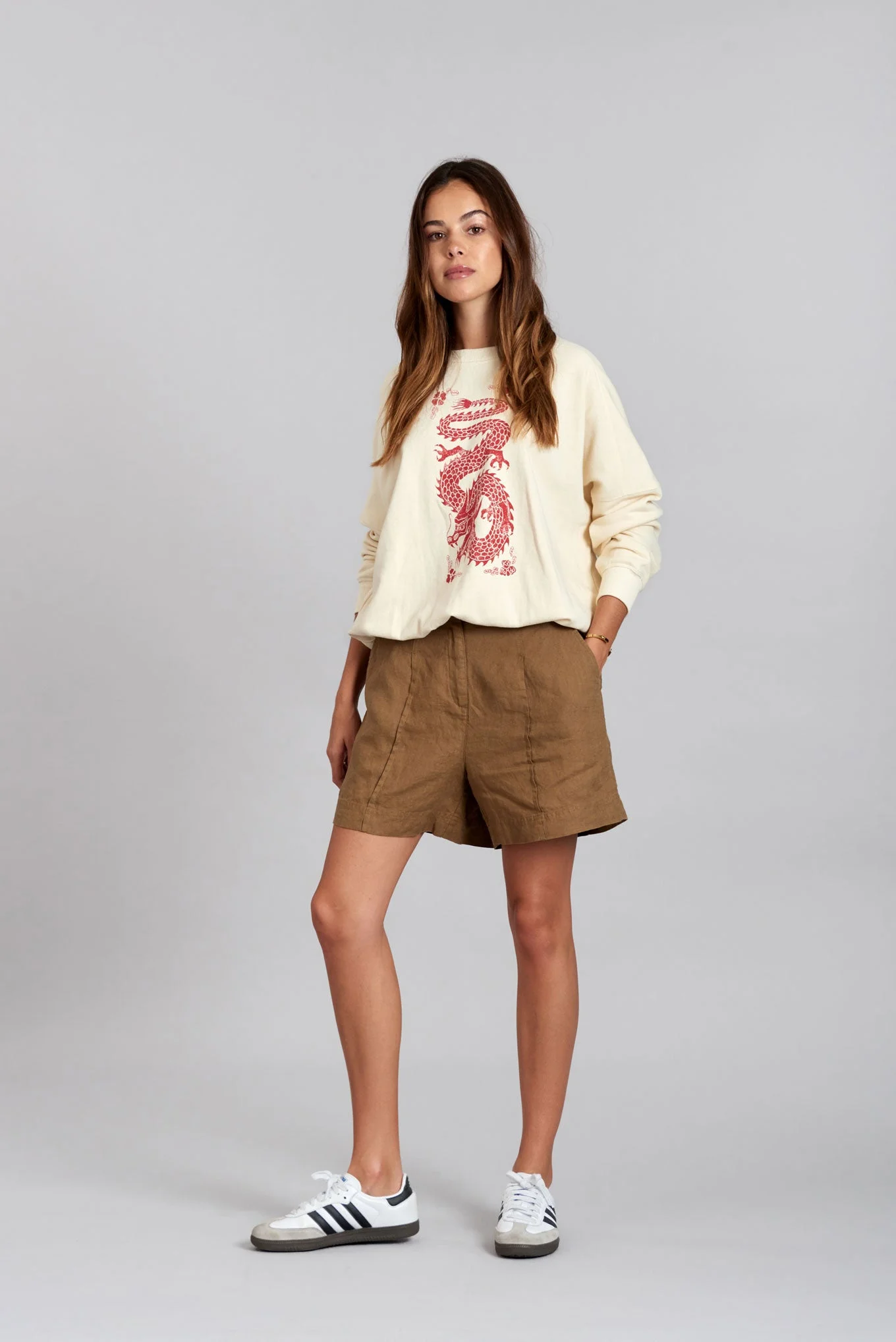 EMMIE - Linen Khaki Short - Borderfree