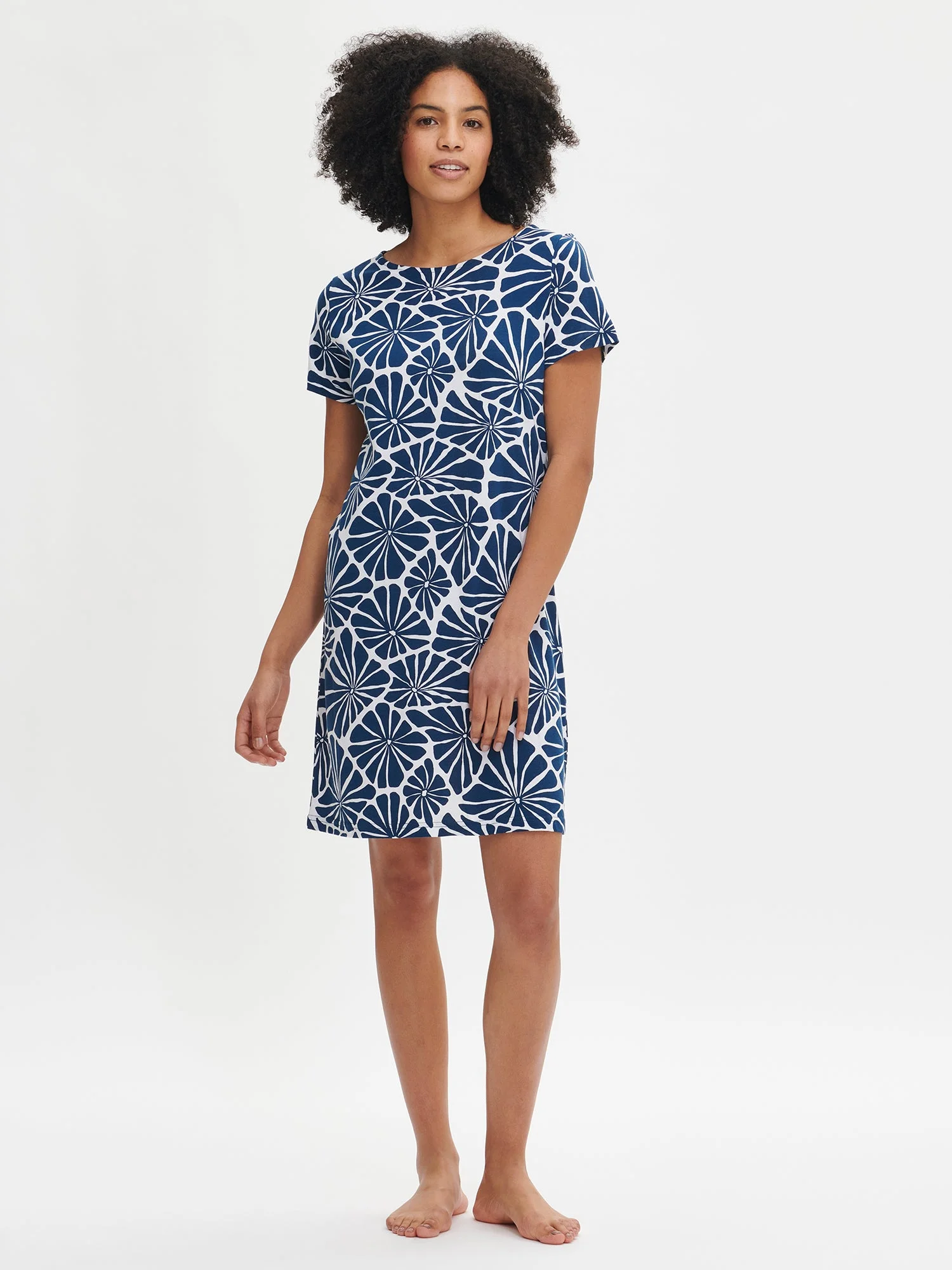 ARALIA Short Nightgown - Dark Blue - Borderfree