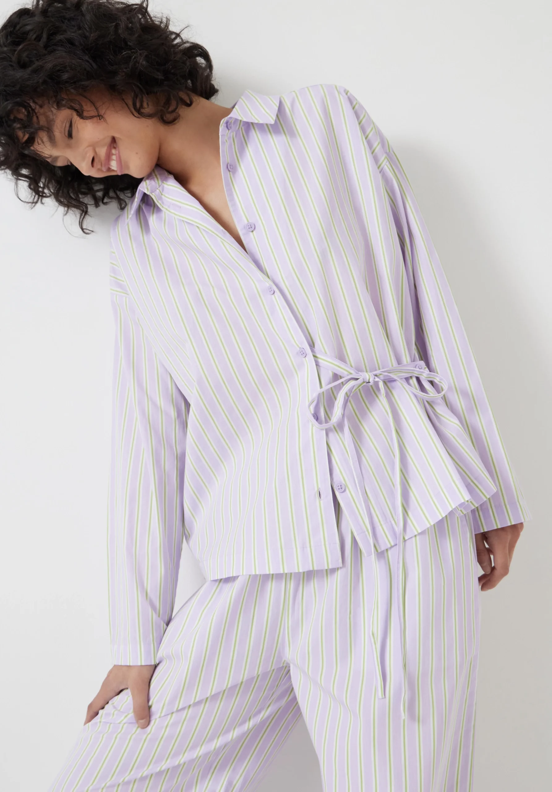 hush Cotton Poplin Stripe Trouser Pyjamas Set - Borderfree