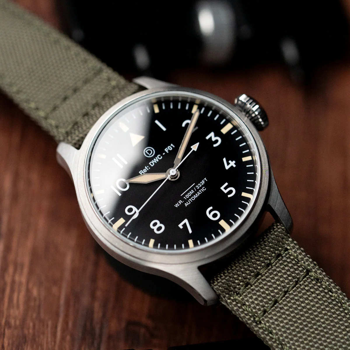 DIY Watchmaking Kit | 40mm Vintage Pilot Watch with Army Green Nylon ...