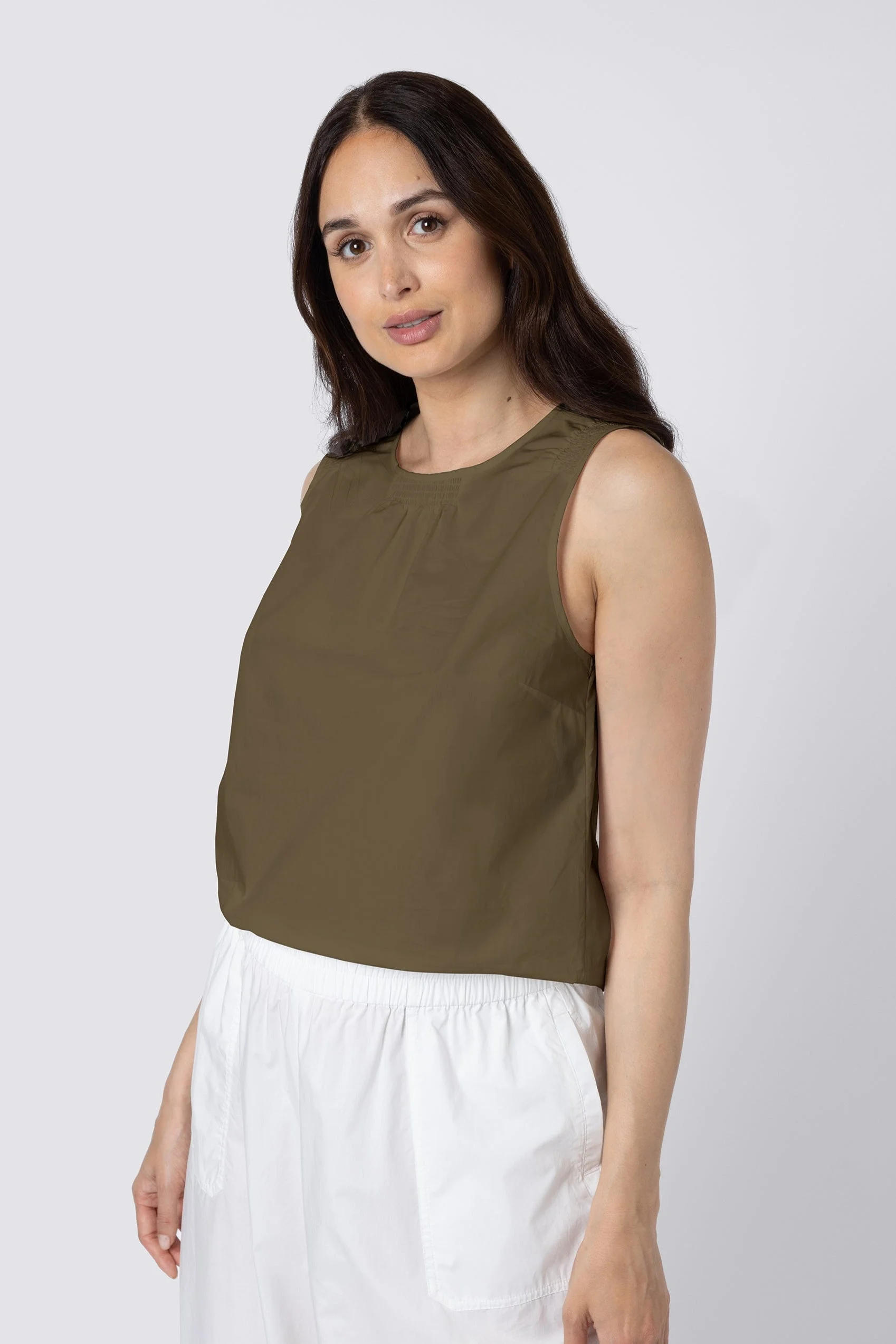 Sage Shell Top - Khaki - Borderfree