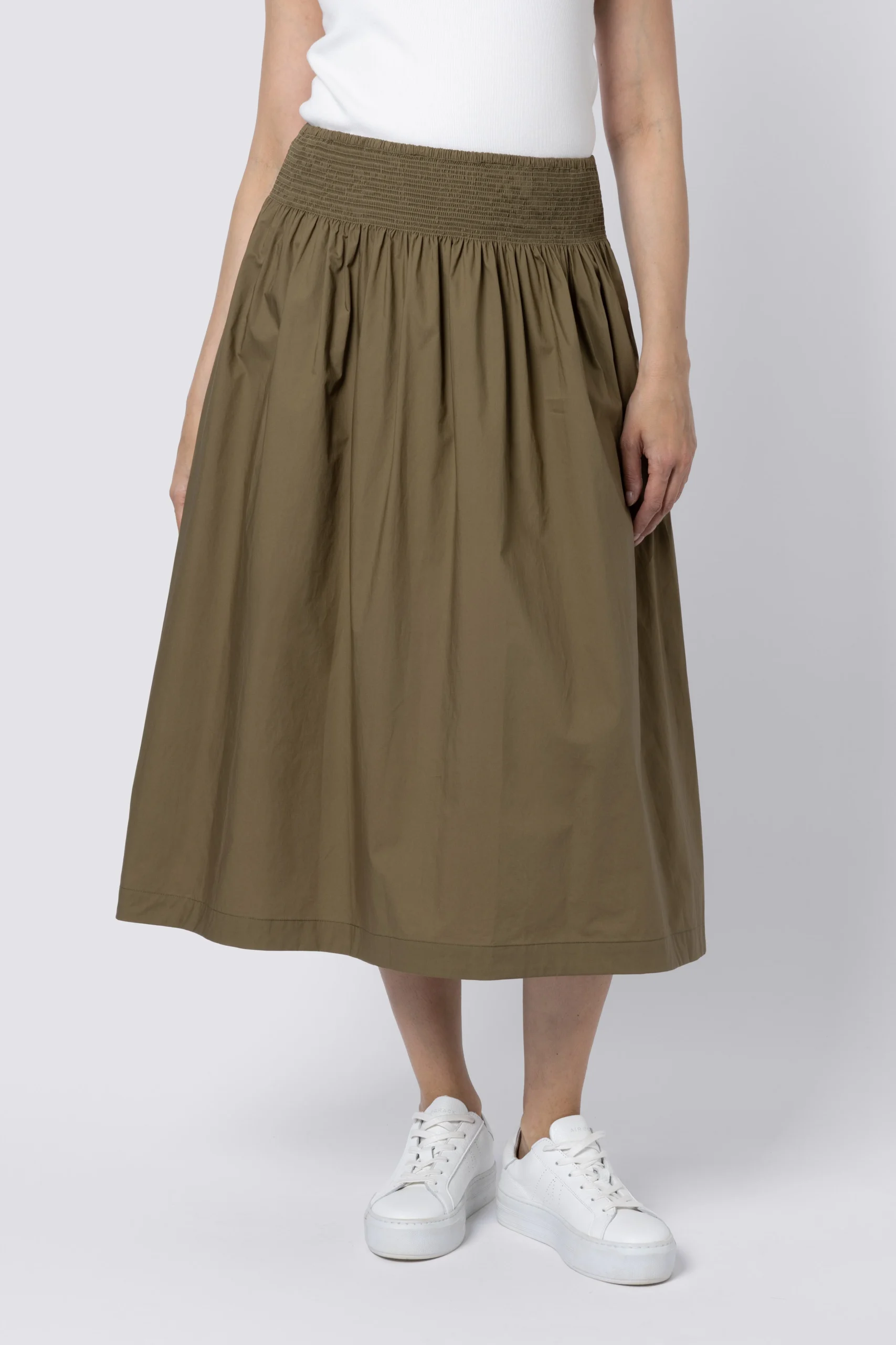 Drew Dip Hem Skirt - Khaki - Borderfree