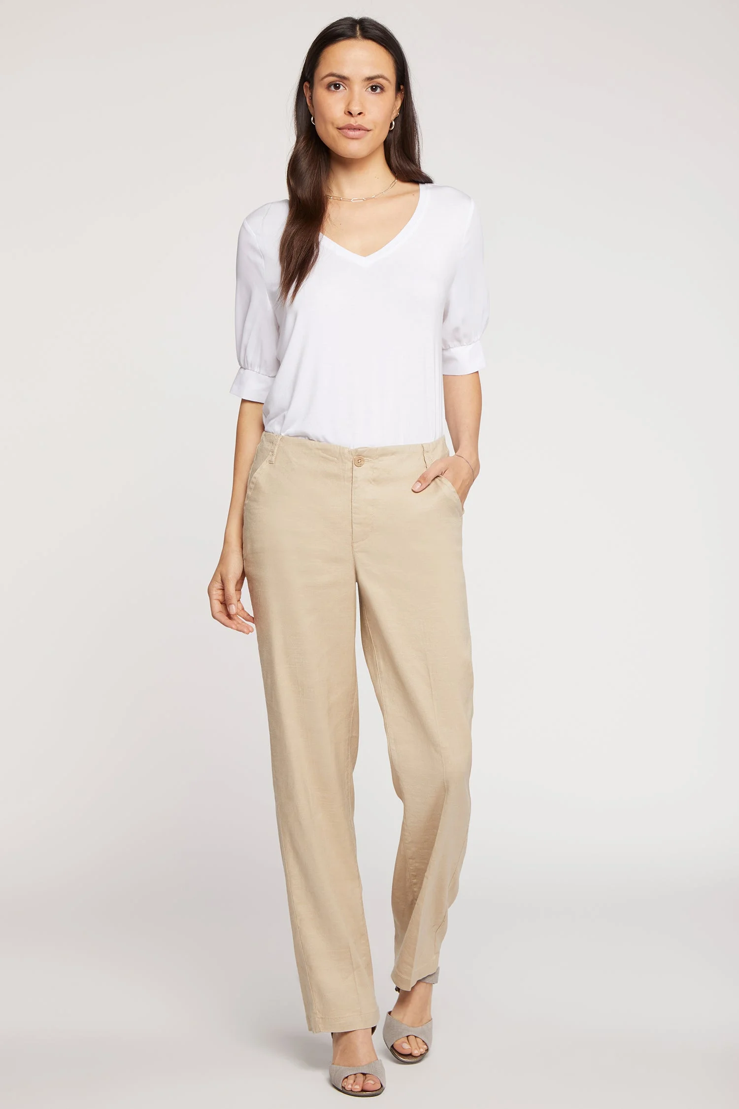 Marilyn Straight Pants In Petite - Feather - Borderfree