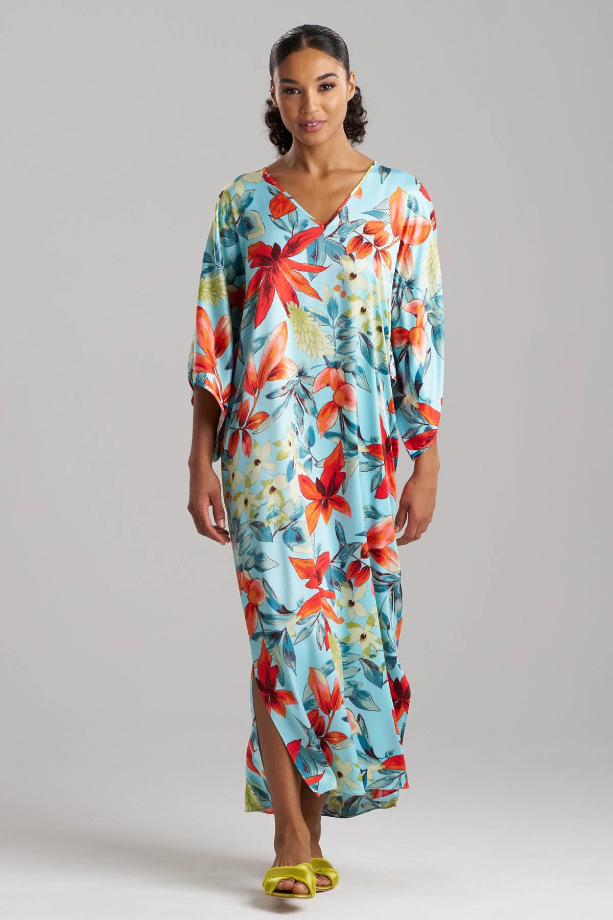 Tropical Breeze Satin Caftan - Borderfree