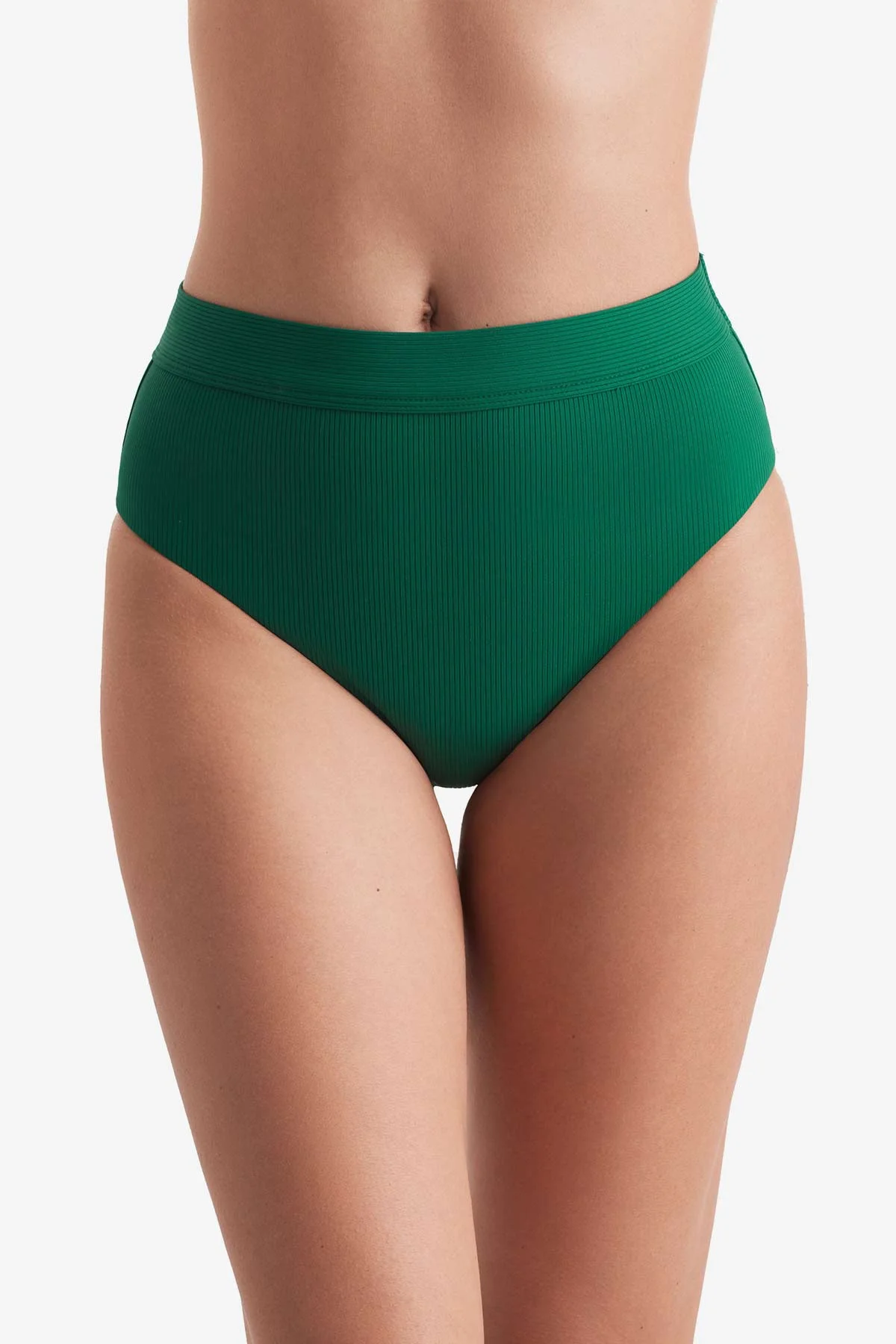 Brooke High Waist Pant - Emerald Lido Rib - Borderfree