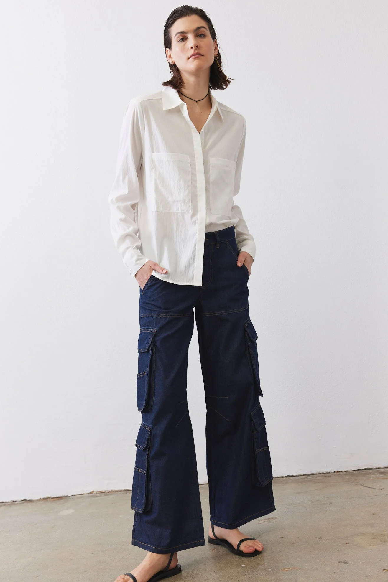 The Off Duty Light Denim Cargo Pants - Borderfree