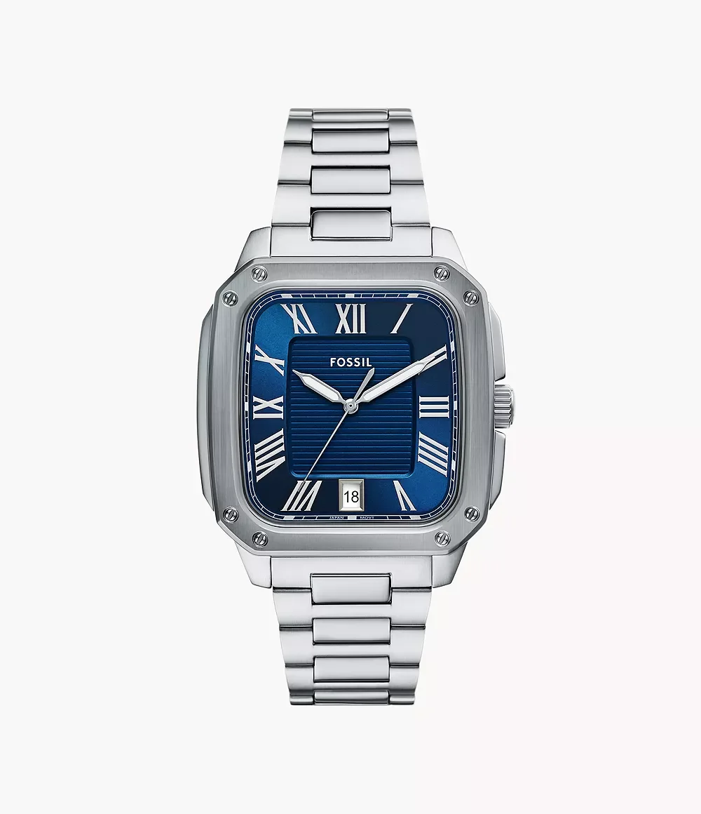 Fossil Men's Crosby Three-Hand Date Stainless Steel Watch - Silver - Borderfree