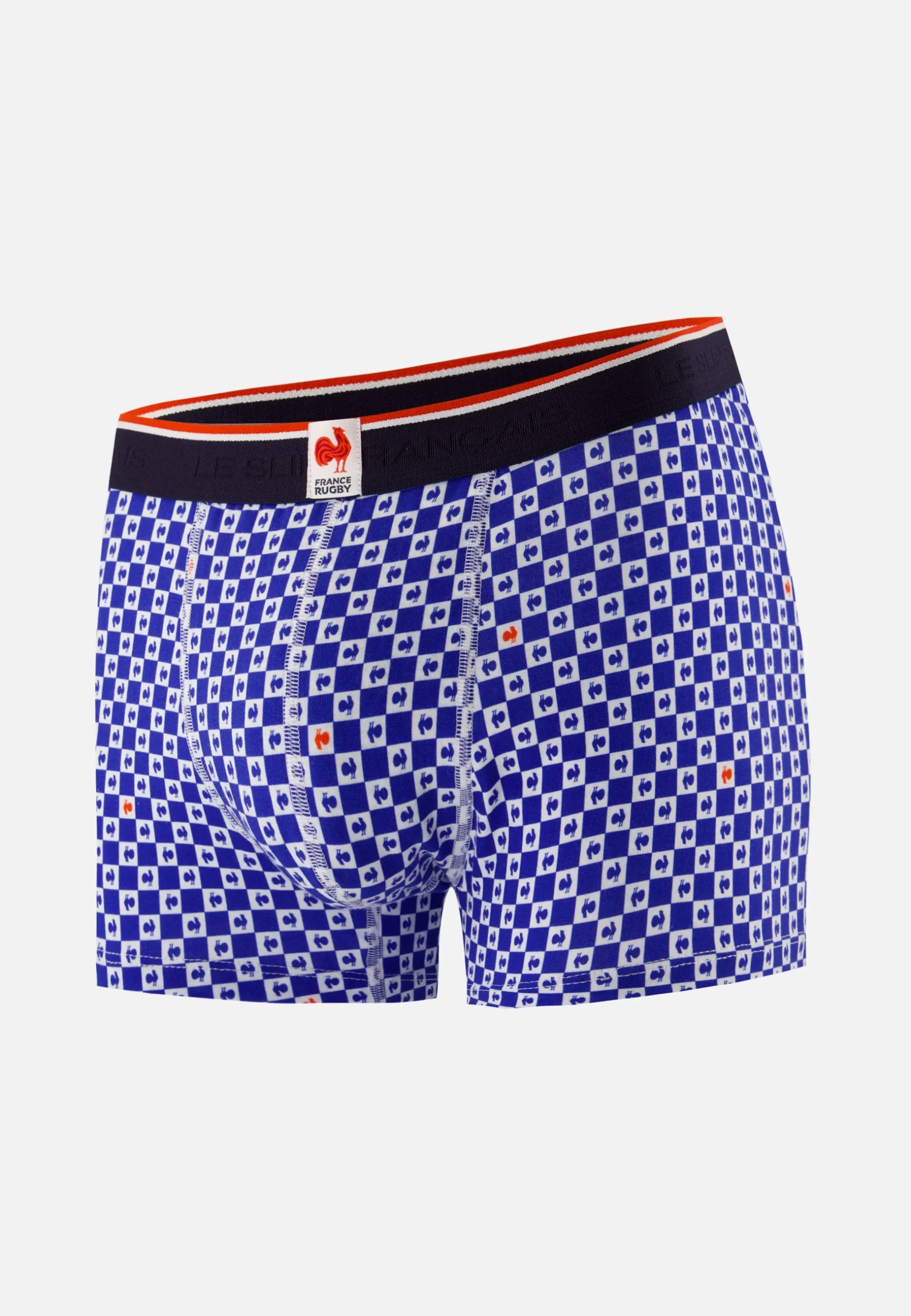 Boxer en coton - Marius Damier Indigo France Rugby - Borderfree