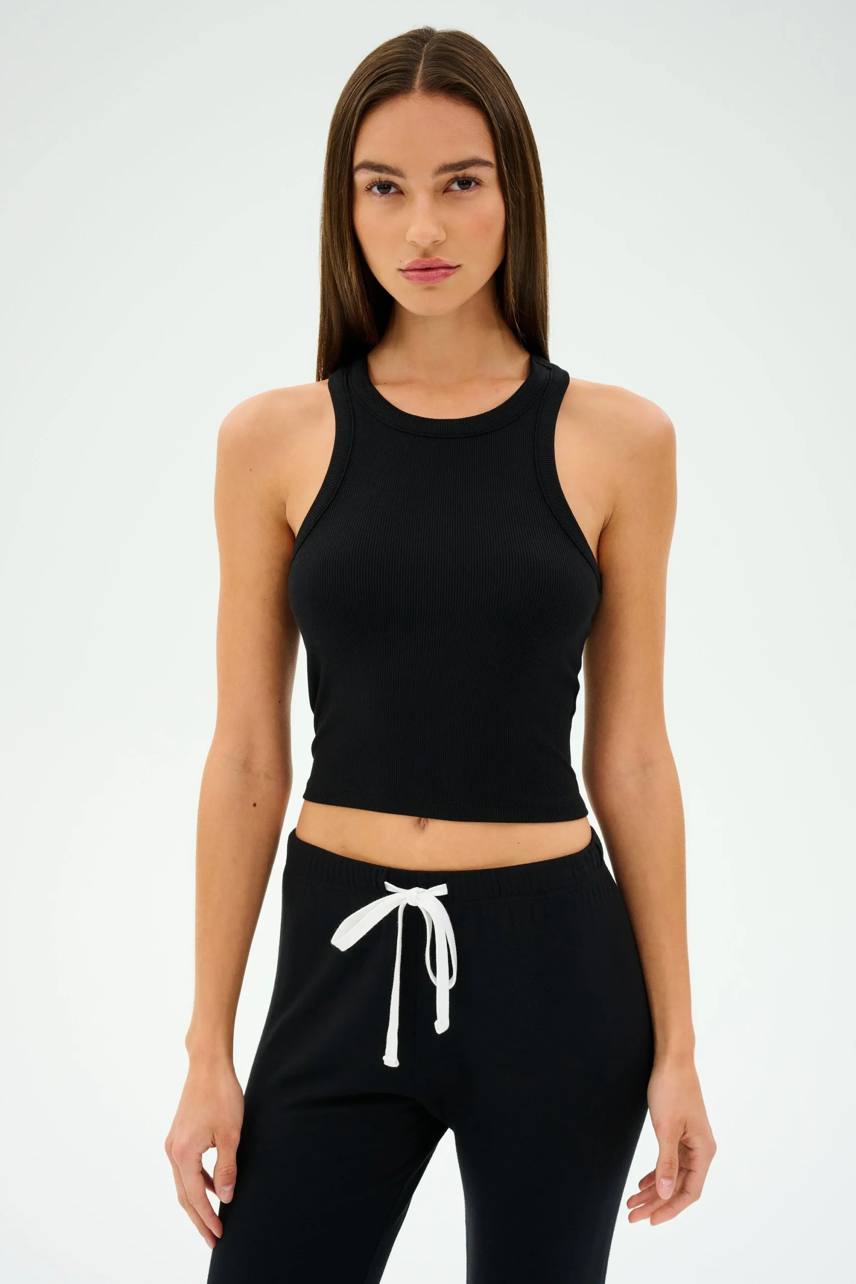 Kiki Rib Crop Tank - Black - Borderfree