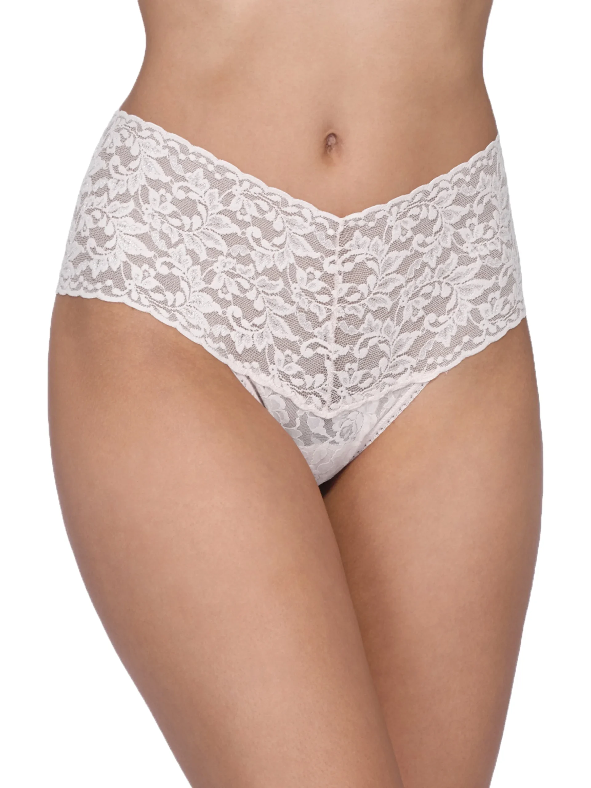 Retro Lace Thong White - Borderfree