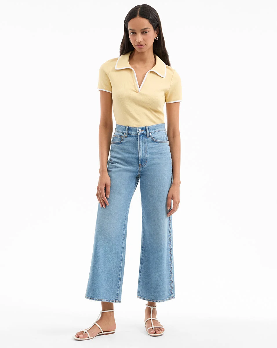 Taylor Scalloped Cropped Wide-Leg Jean - Borderfree