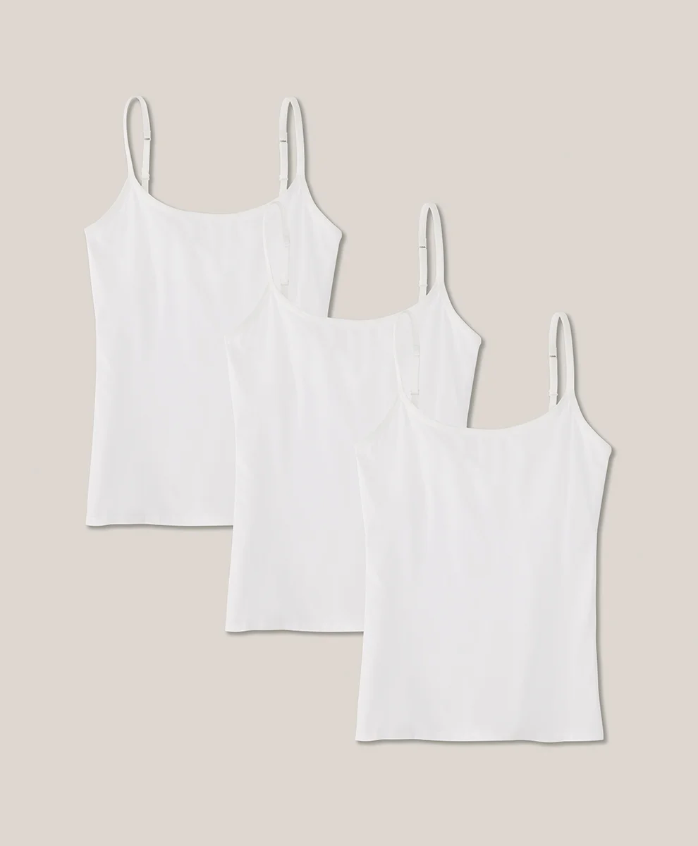 Organic Everyday Shelf Bra Long Camisole 3-Pack by pact in White Fair Trade, Womens Size XX ...