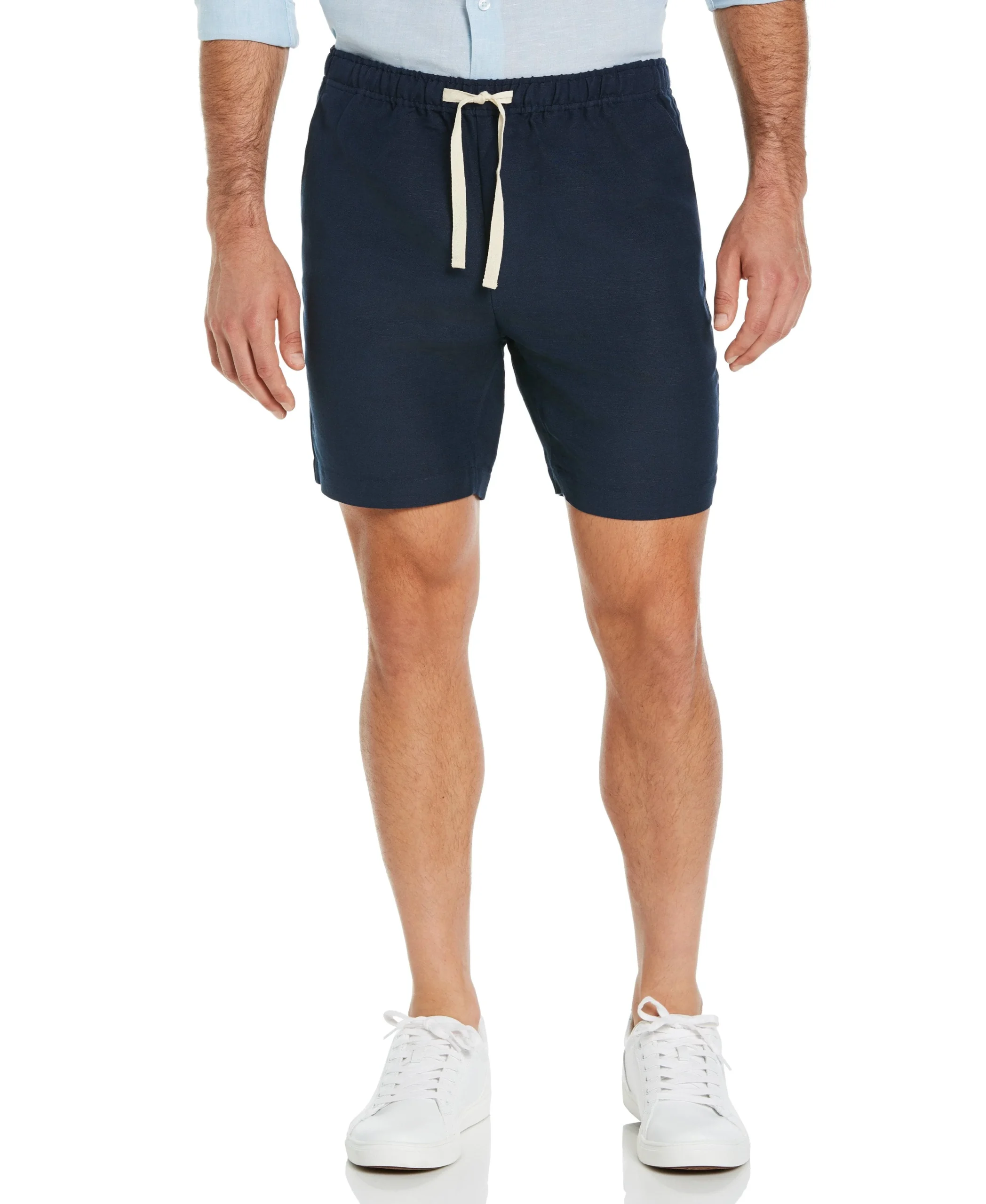 Linen-Blend Pull On Drawstring Shorts - Borderfree