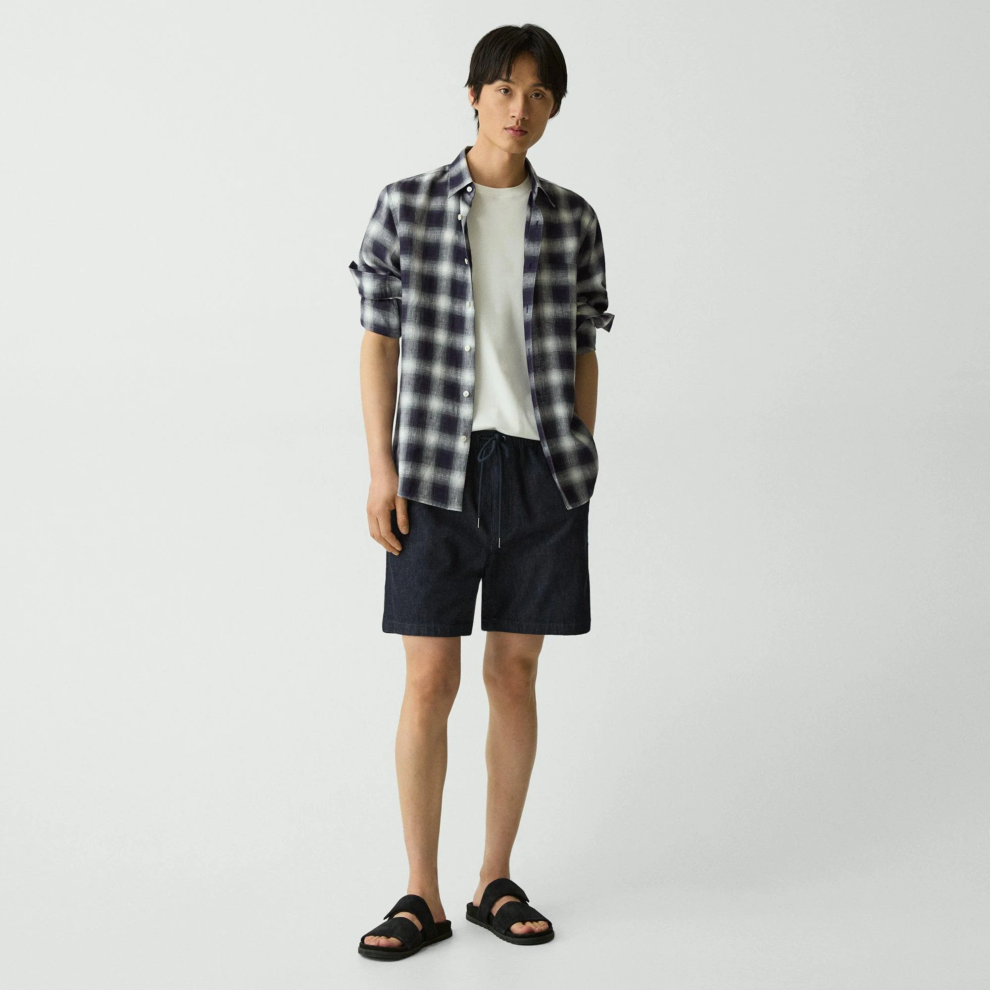 Drawstring Pull-On Short in Summer Denim - Borderfree