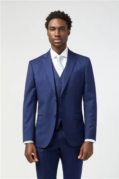 Alexandre Tailored Fit Italian Super 110's Blue Twill Men's Suit Jacket - Borderfree
