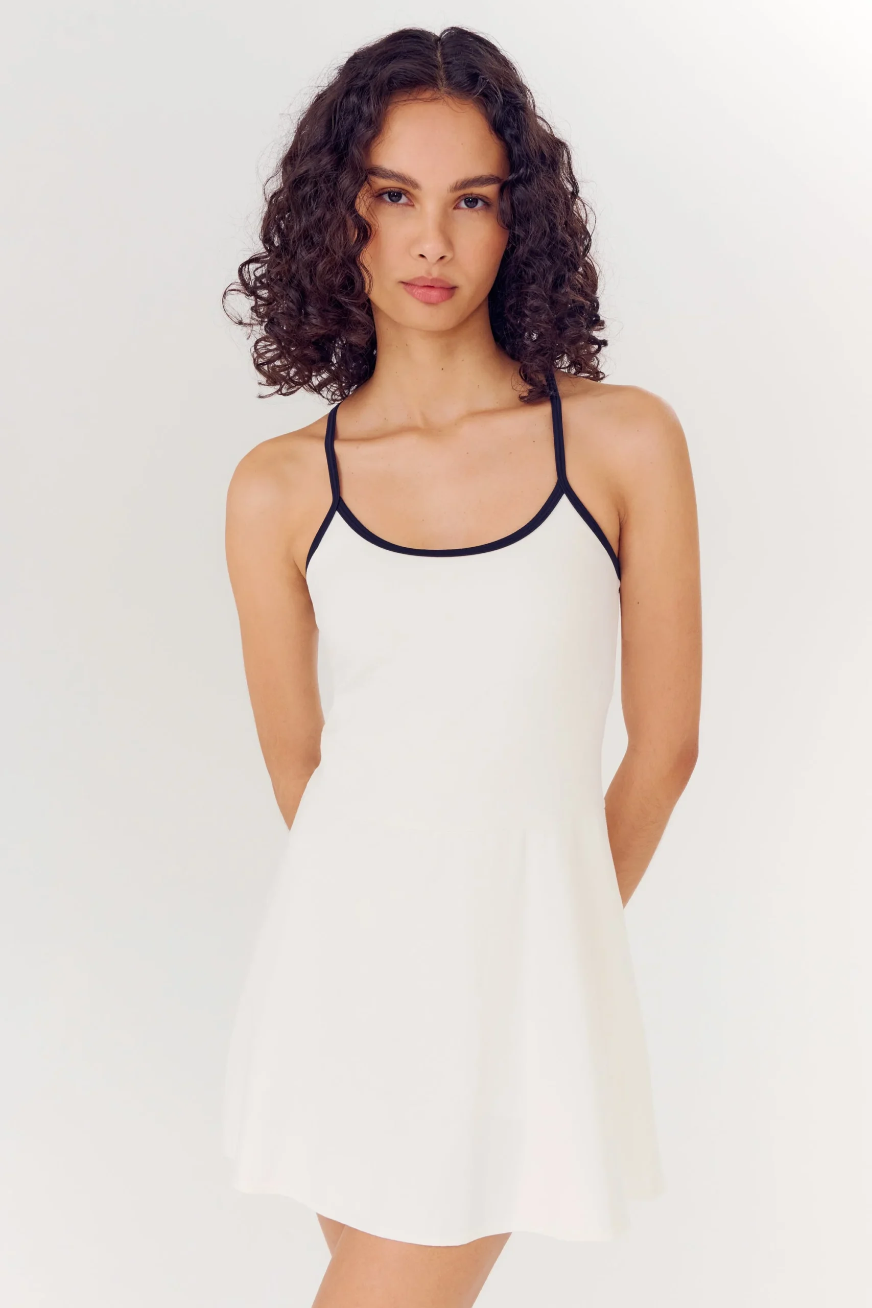 Simona Airweight Tank Dress - White/Indigo - Borderfree