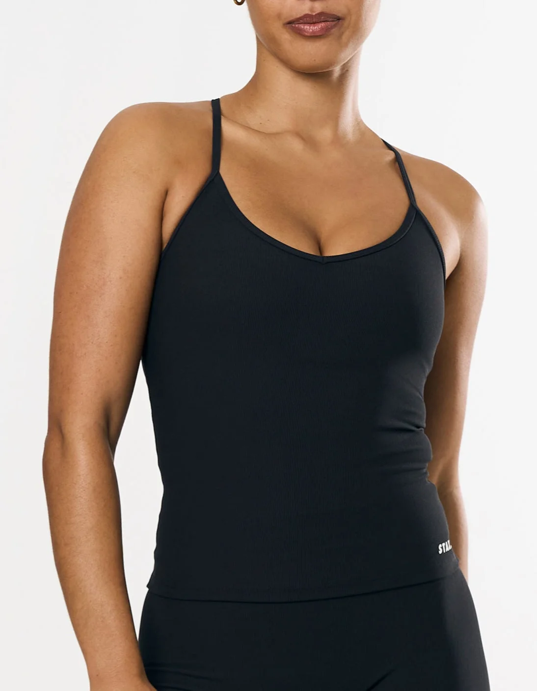 Active Rib Strappy Singlet - Black - Borderfree