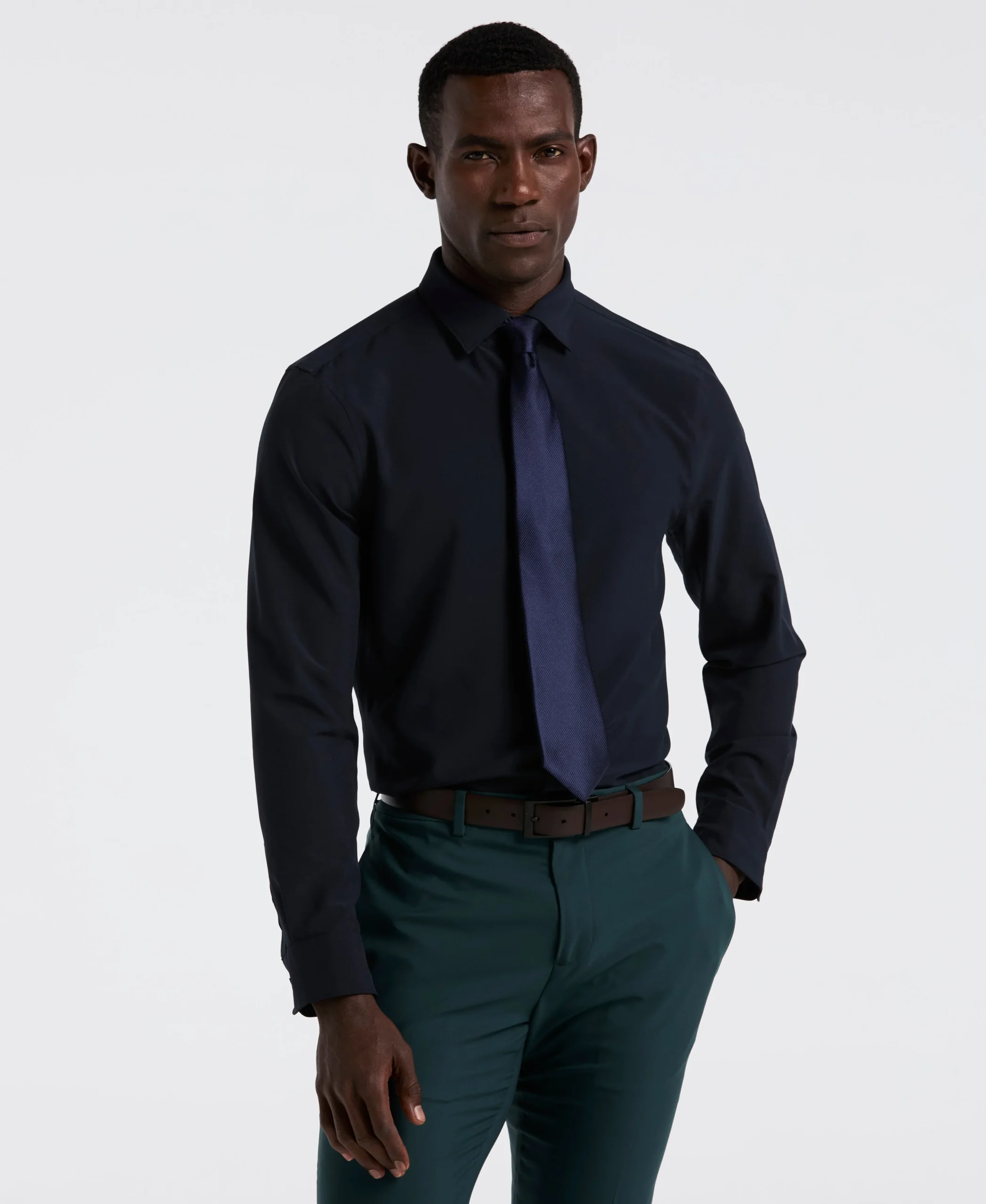 Slim Fit Tech Solid Total Stretch Dress Shirt - Borderfree