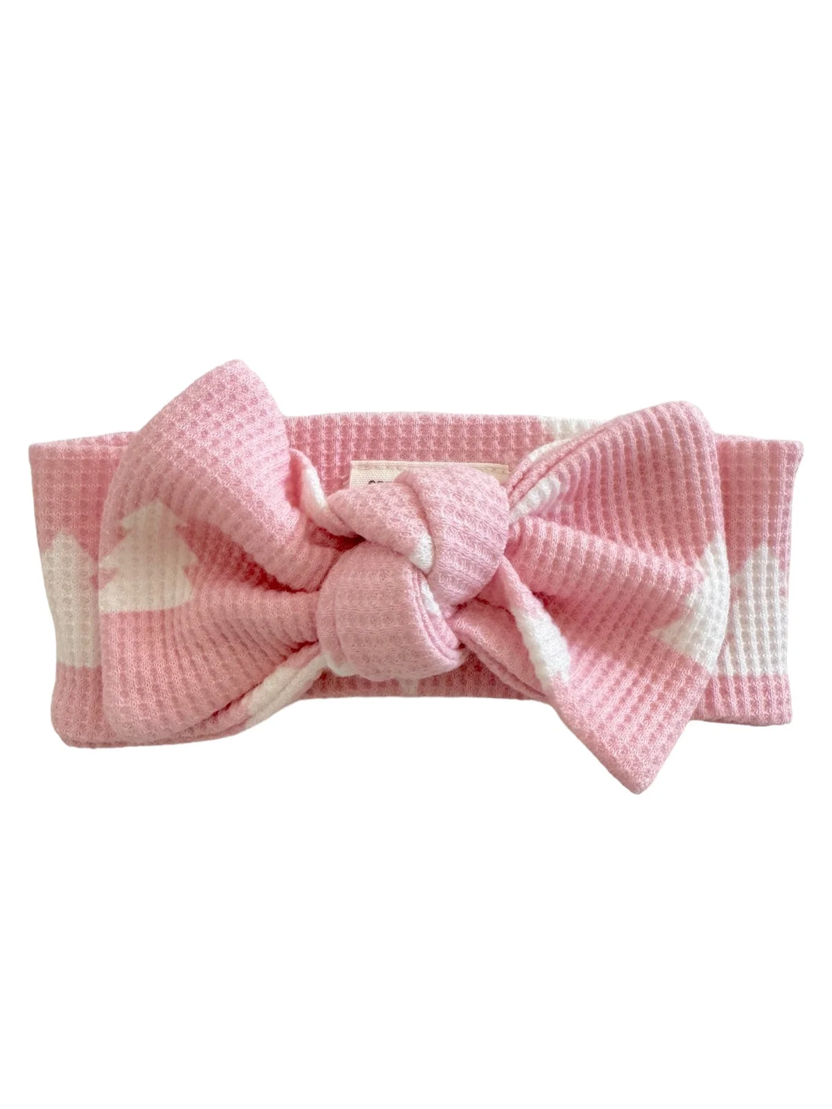 Organic Waffle Knot Bow, Pink Christmas Trees - Borderfree
