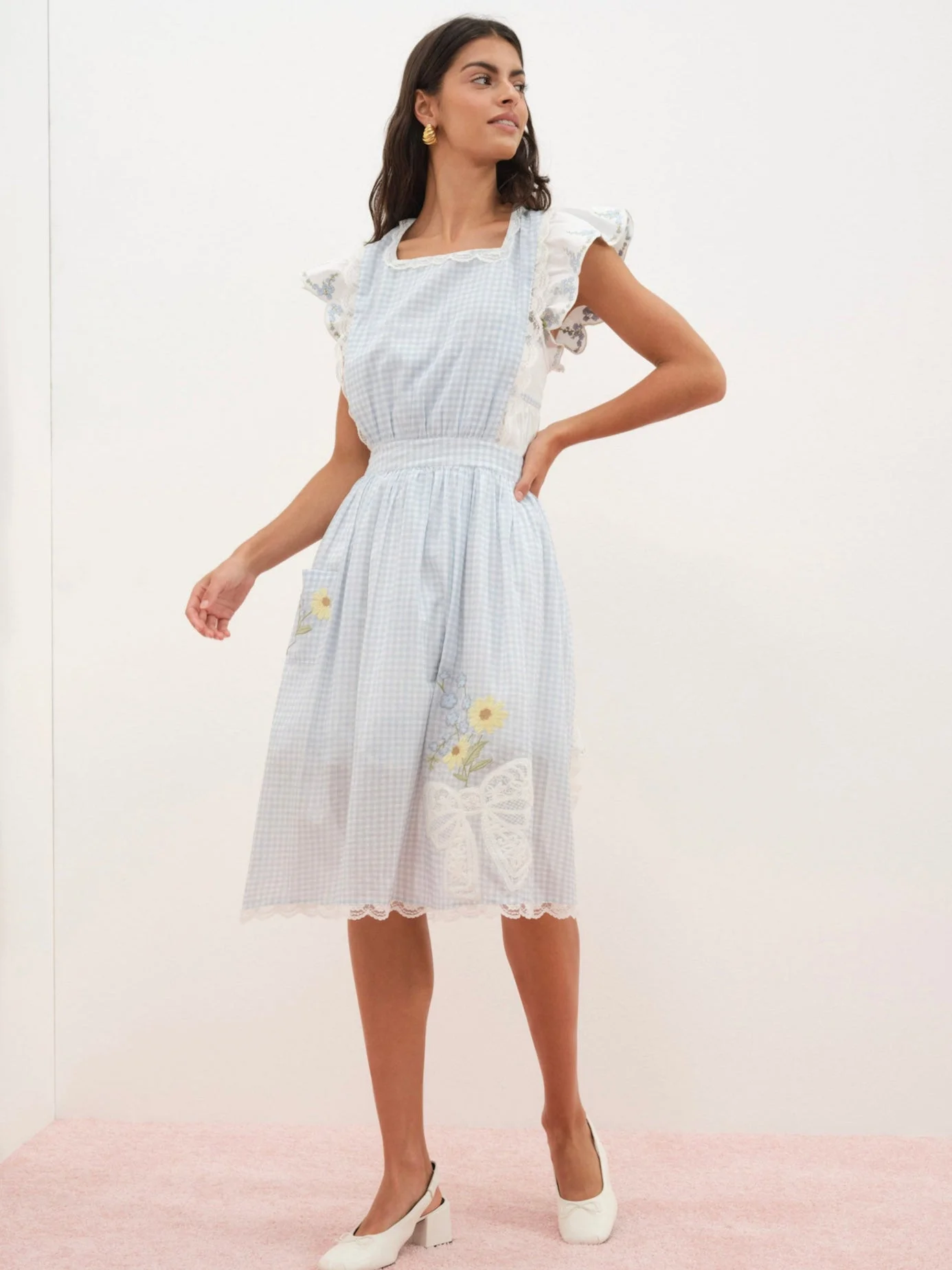 Bluebell Gingham Apron - Borderfree