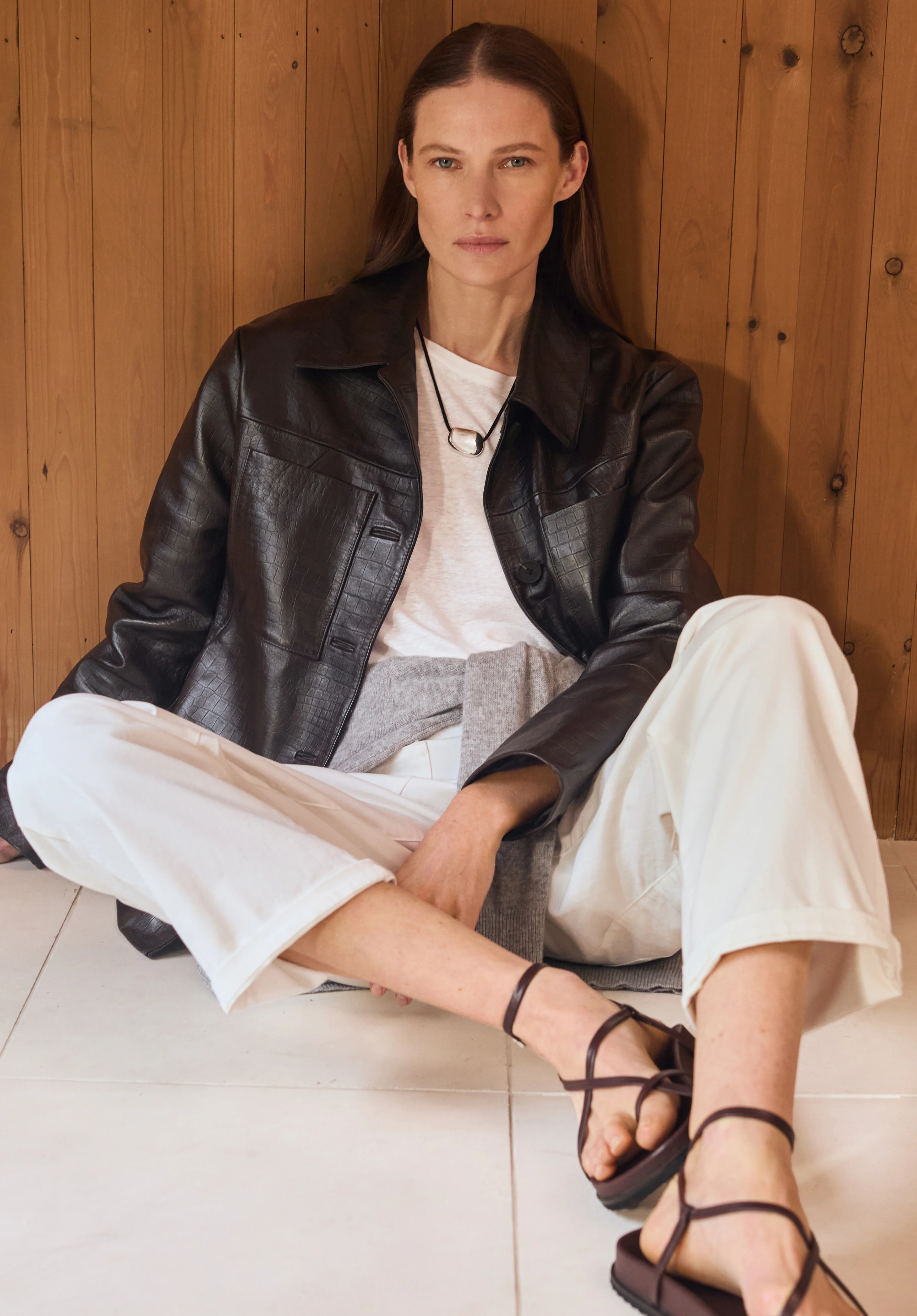 hush Kelly Croc Effect Leather Jacket - Borderfree