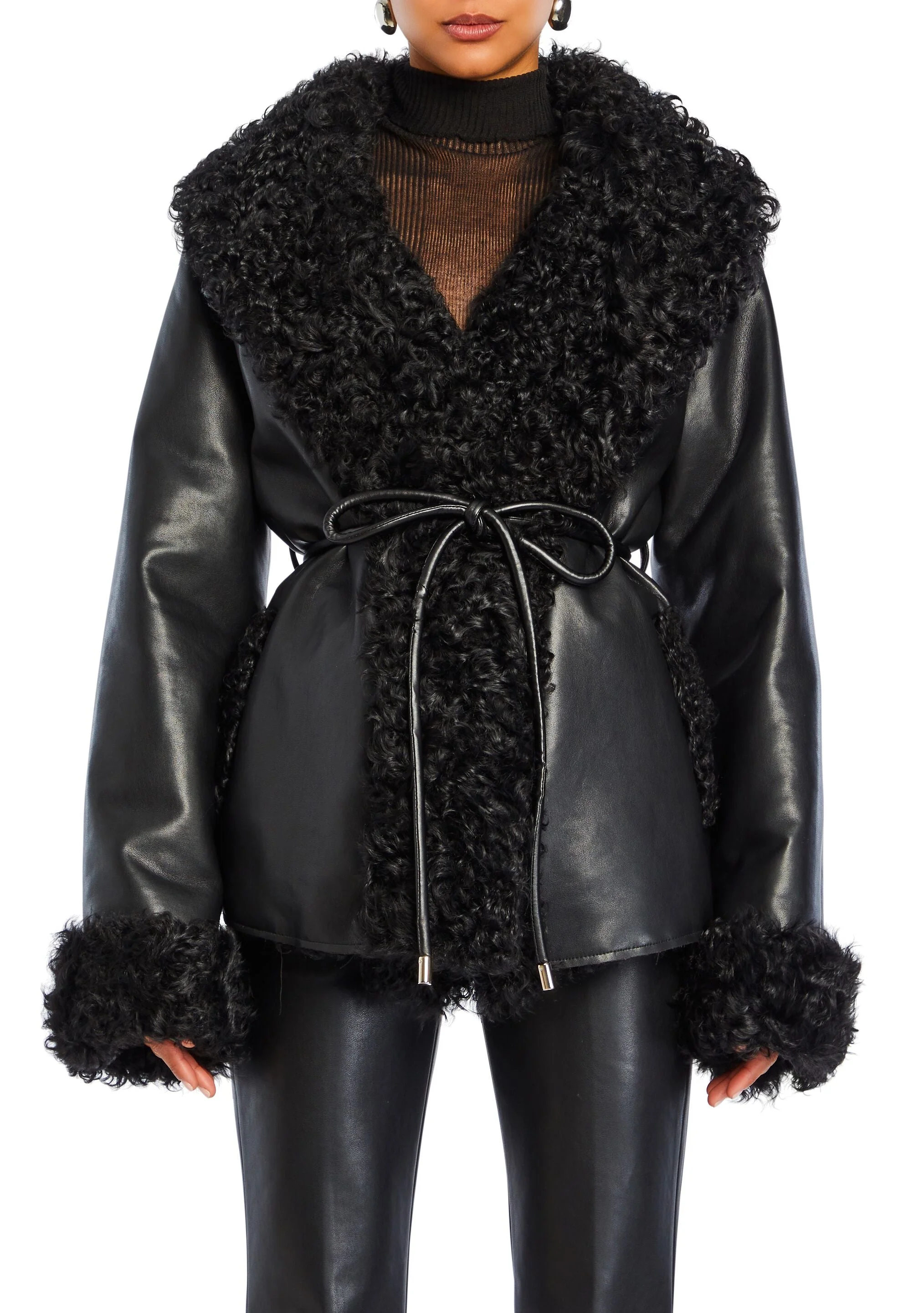 Roxanne Vegan Leather Coat - Borderfree