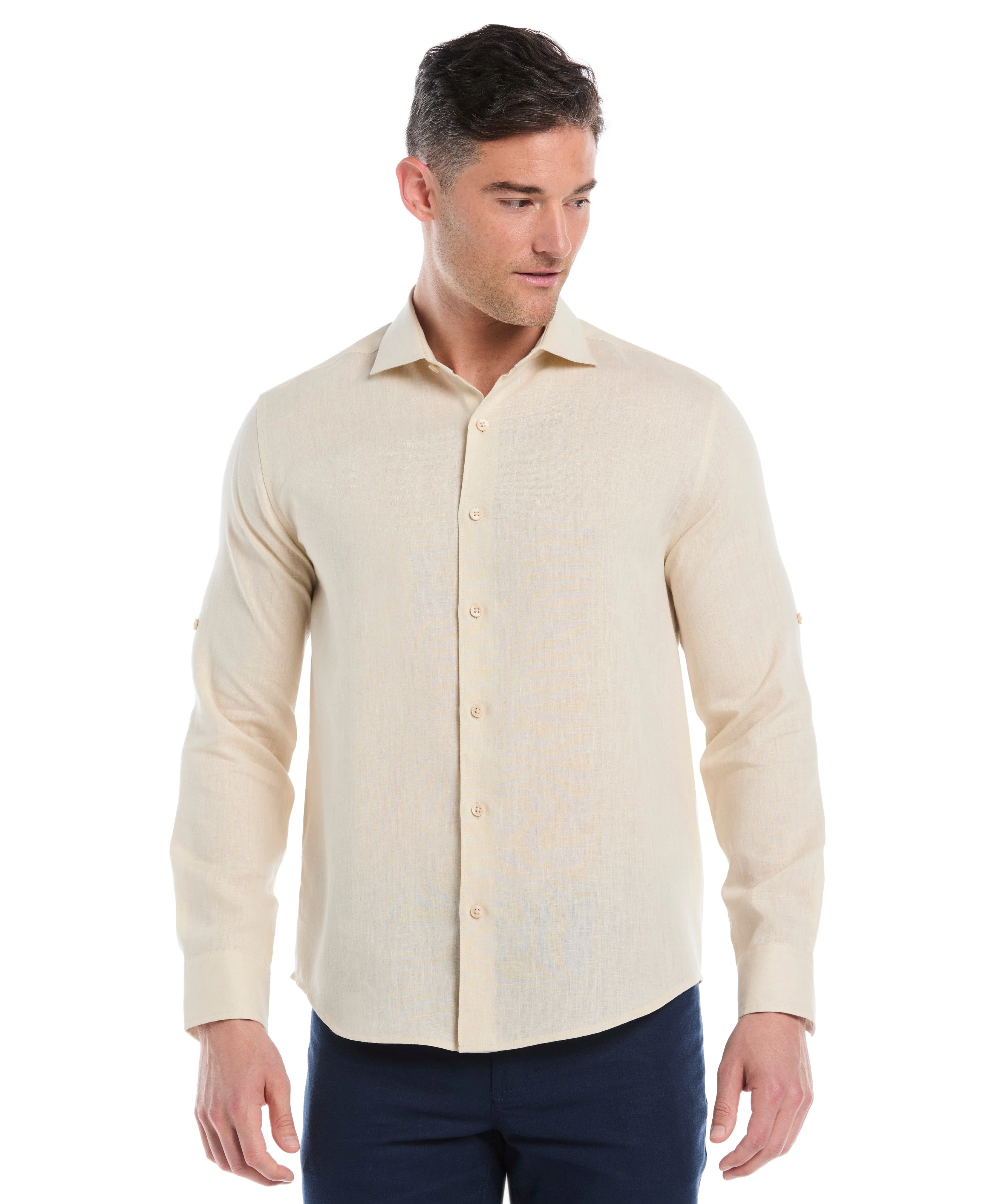 Travelselect™ Linen-Blend Rolled Sleeve Shirt - Borderfree