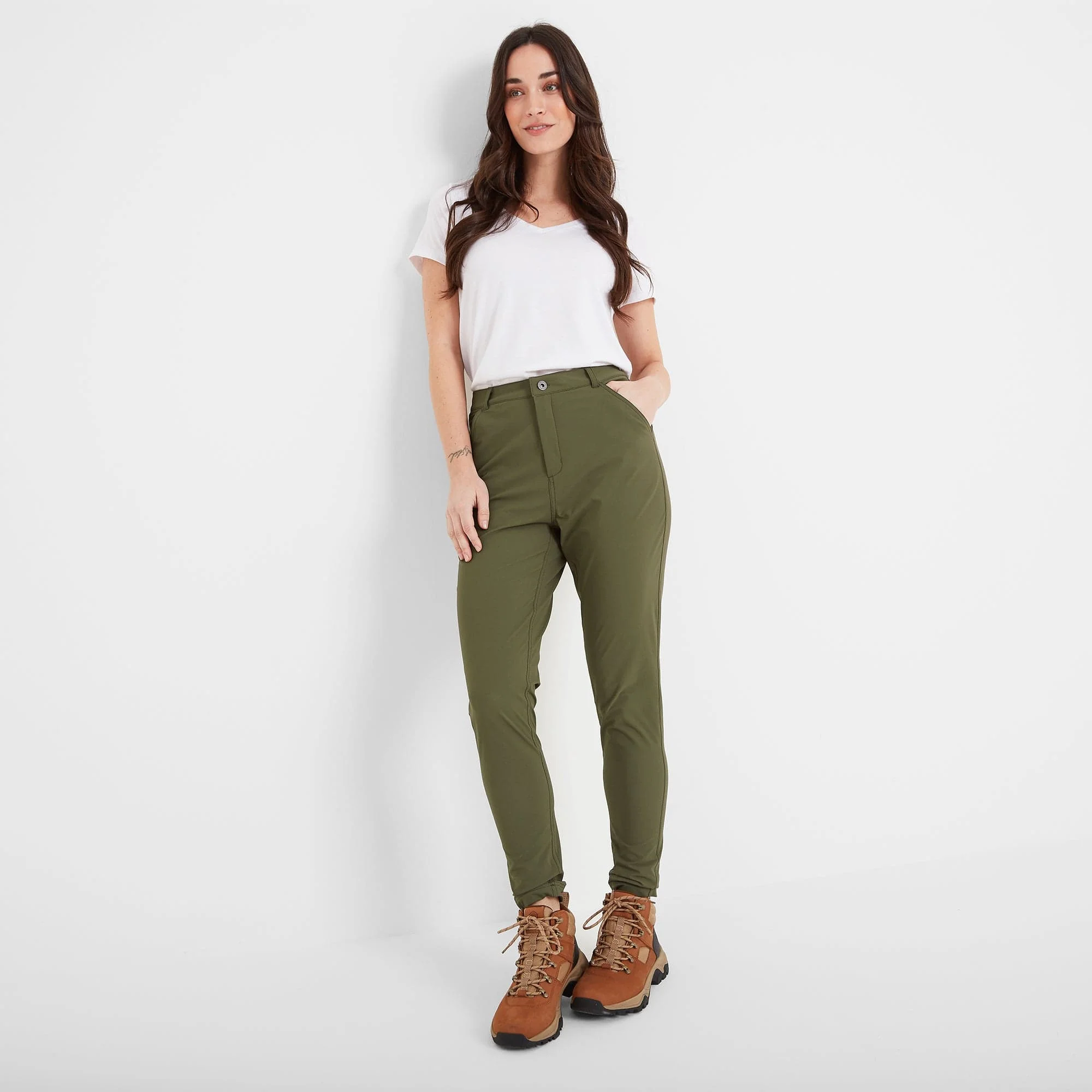 Milton Womens Water Resistant Slim Trouser Long - Khaki - Borderfree