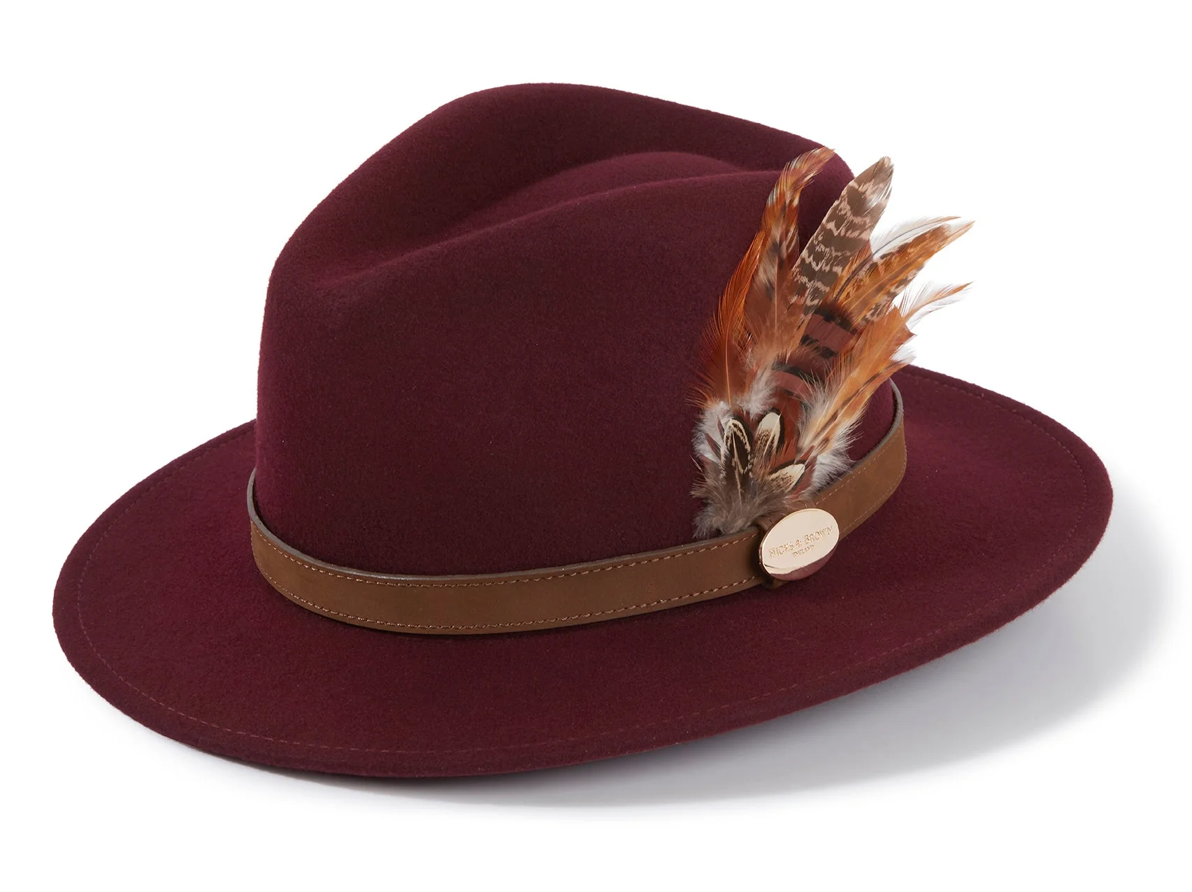 The Suffolk Fedora in Plum (Bronze Feather) - Borderfree