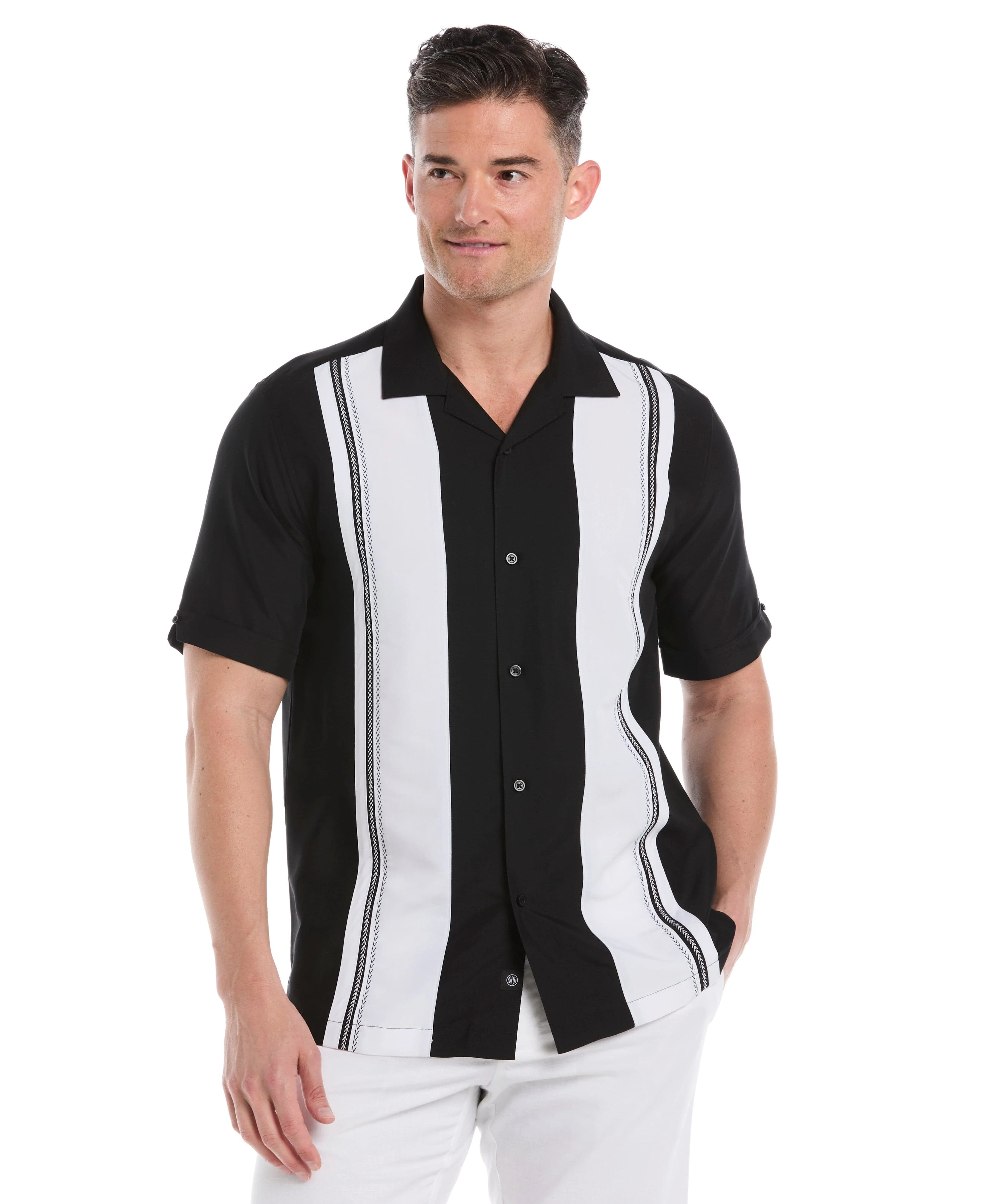 Big & Tall Retro Panel Embroidered Shirt - Borderfree