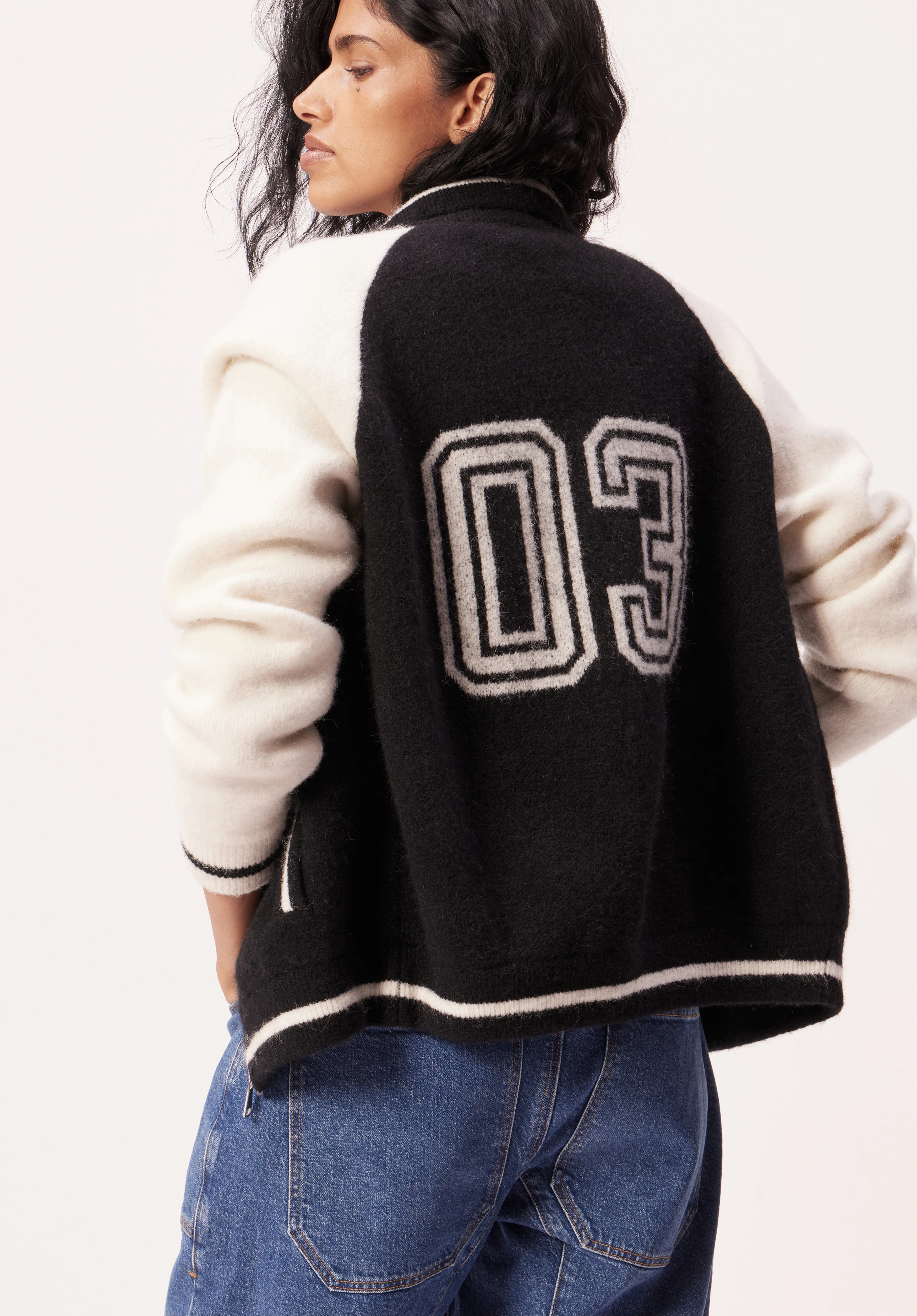 hush Varsity Logo Wool Blend Bomber Jacket - Borderfree