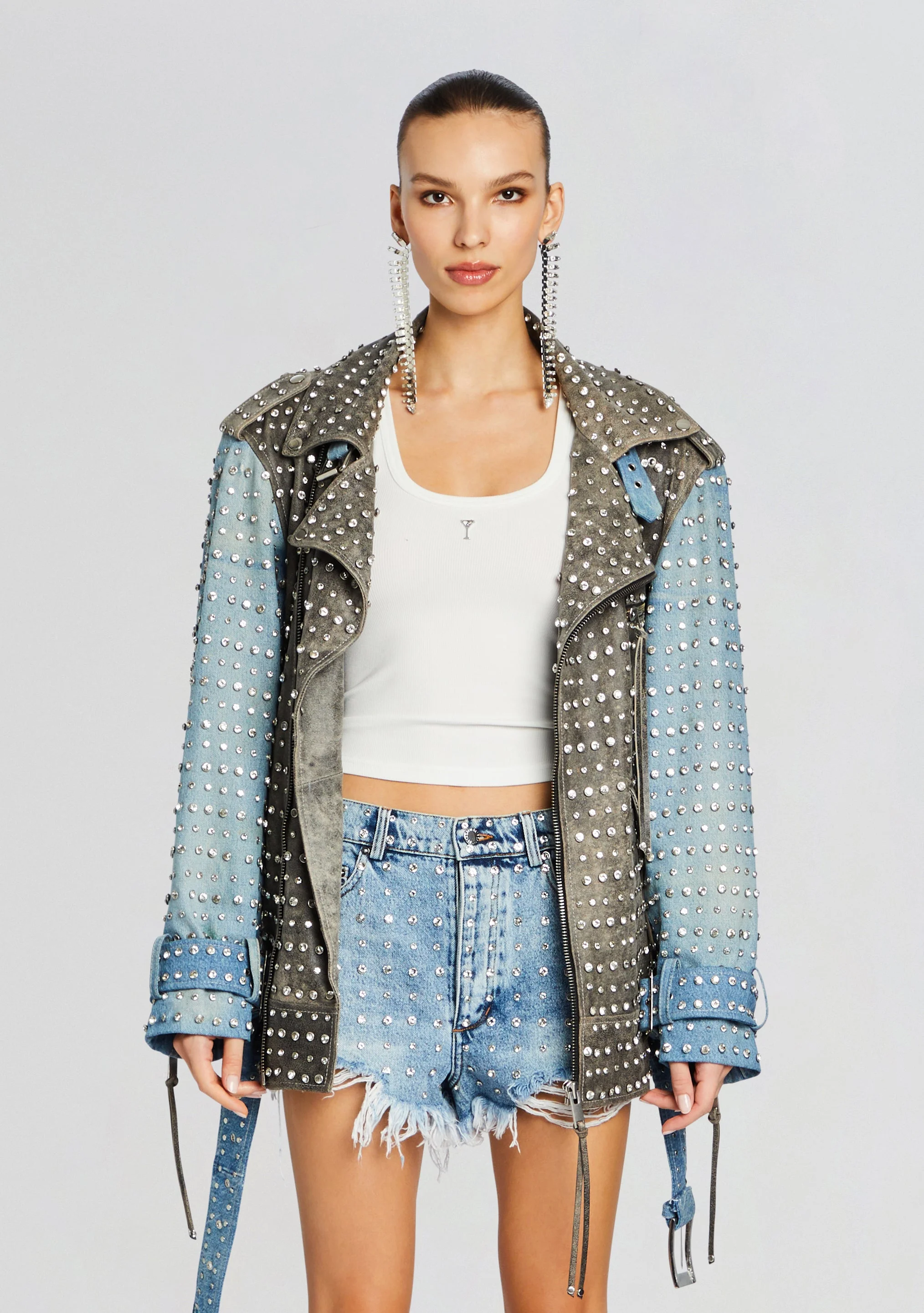 Rebel Embellished Leather Jacket - Borderfree