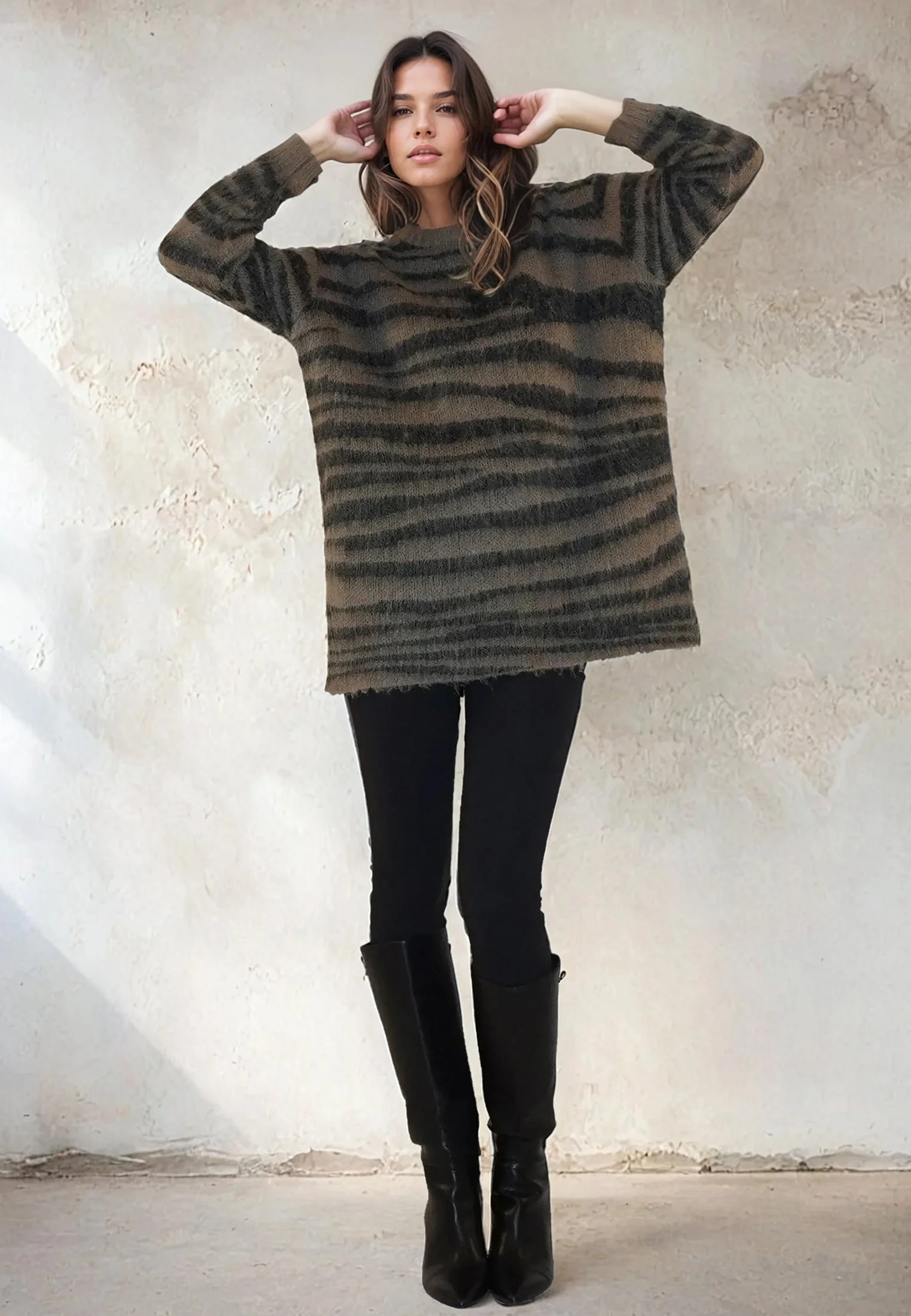 MAXIMUM JUMPER DRESS ZEBRA JACQUARD - Borderfree