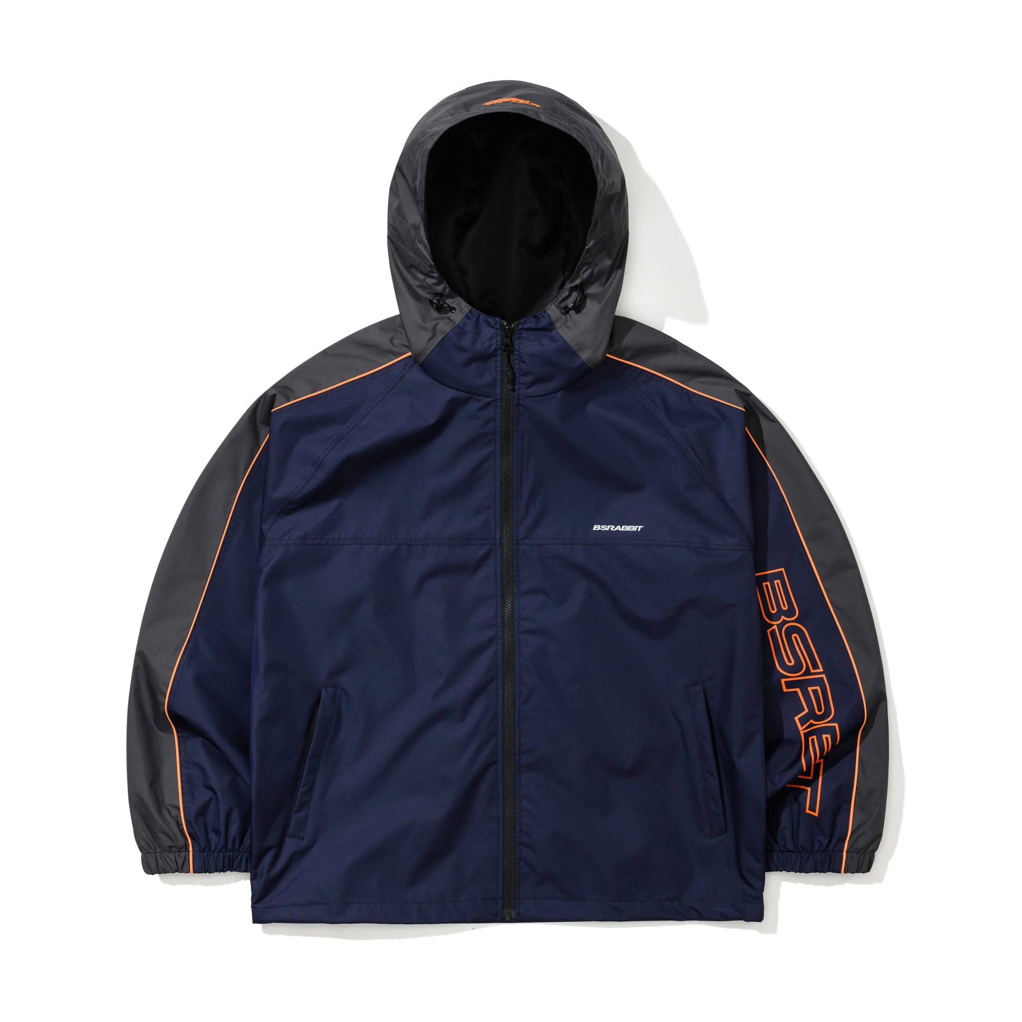 Light Weight Reflective Line Hooded Jacket Navy - Borderfree