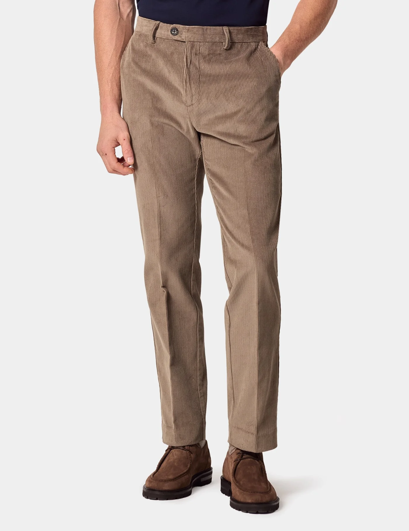 Hawes & Curtis Taupe Corduroy Trousers Size: 30-31" - Borderfree
