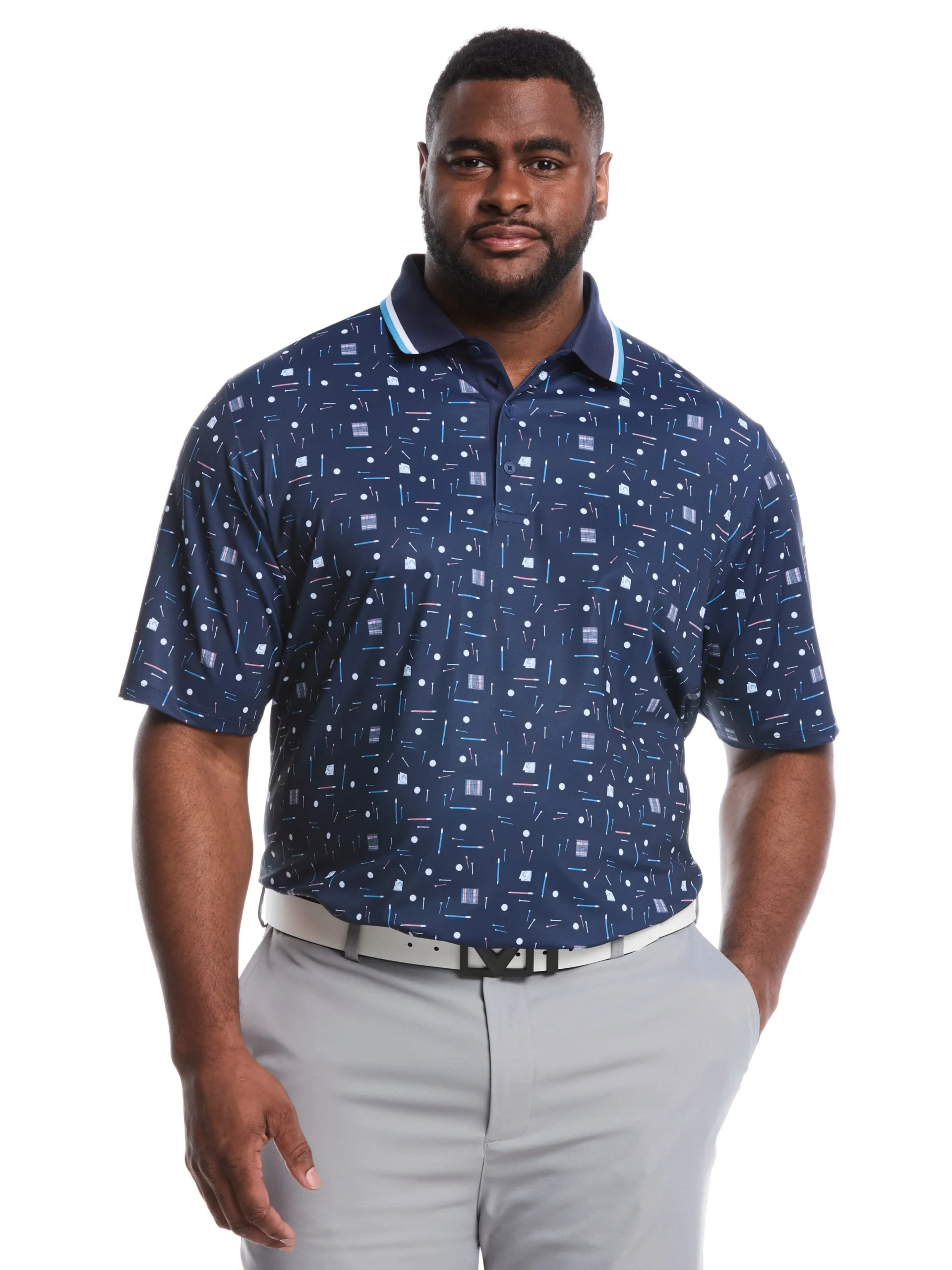 Big & Tall Golf Collection Print Golf Polo - Borderfree