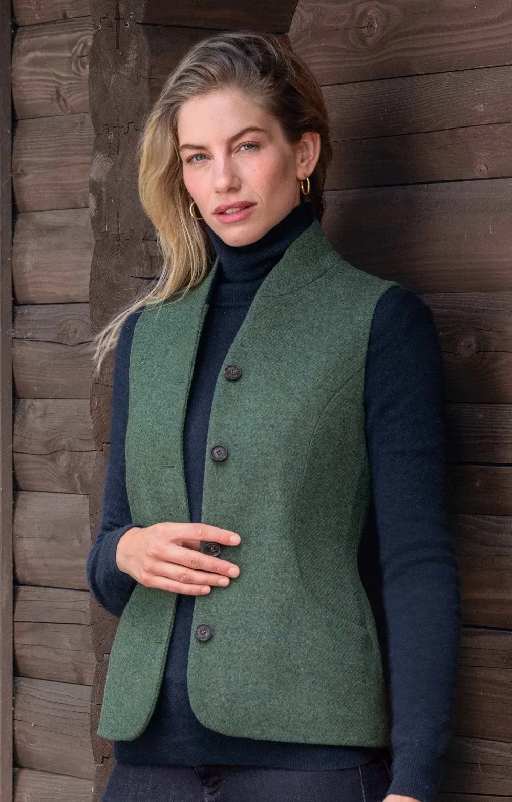 House of Bruar Ladies Tweed Scooped Waistcoat - Borderfree