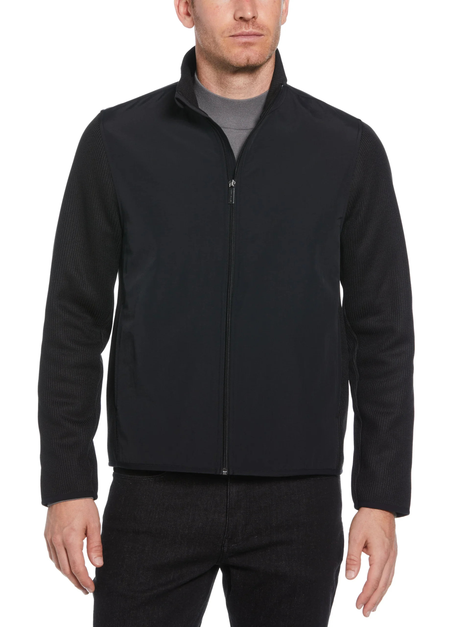Solid Stretch Full-Zip Fleece Jacket - Borderfree