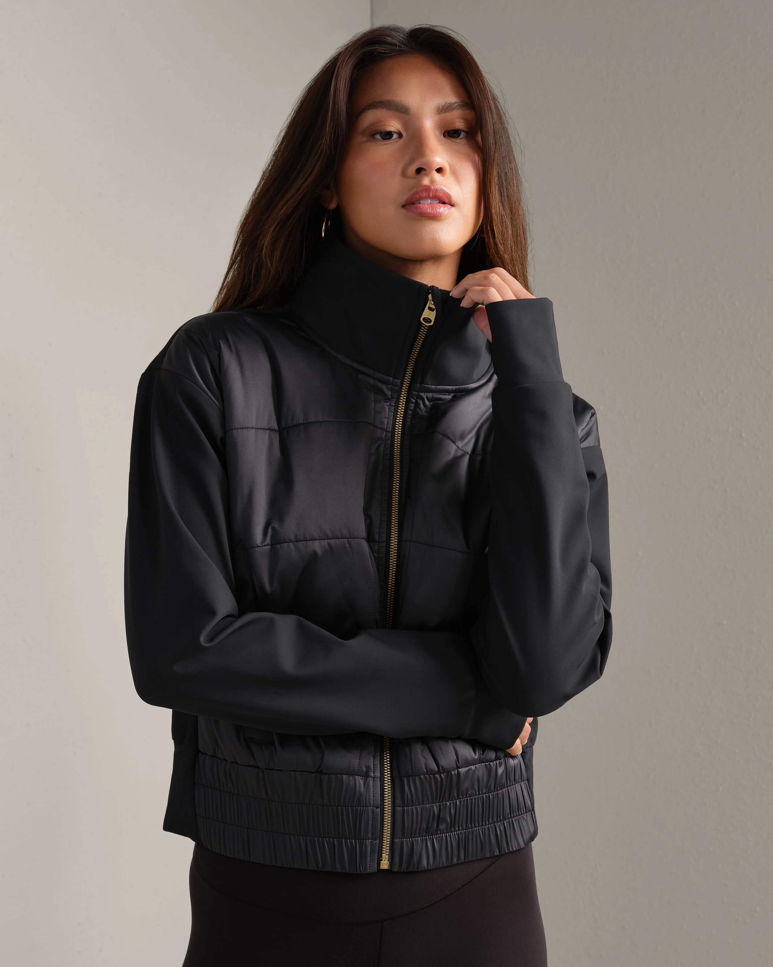 Chalet Quilted Jacket - Pure Black - Borderfree